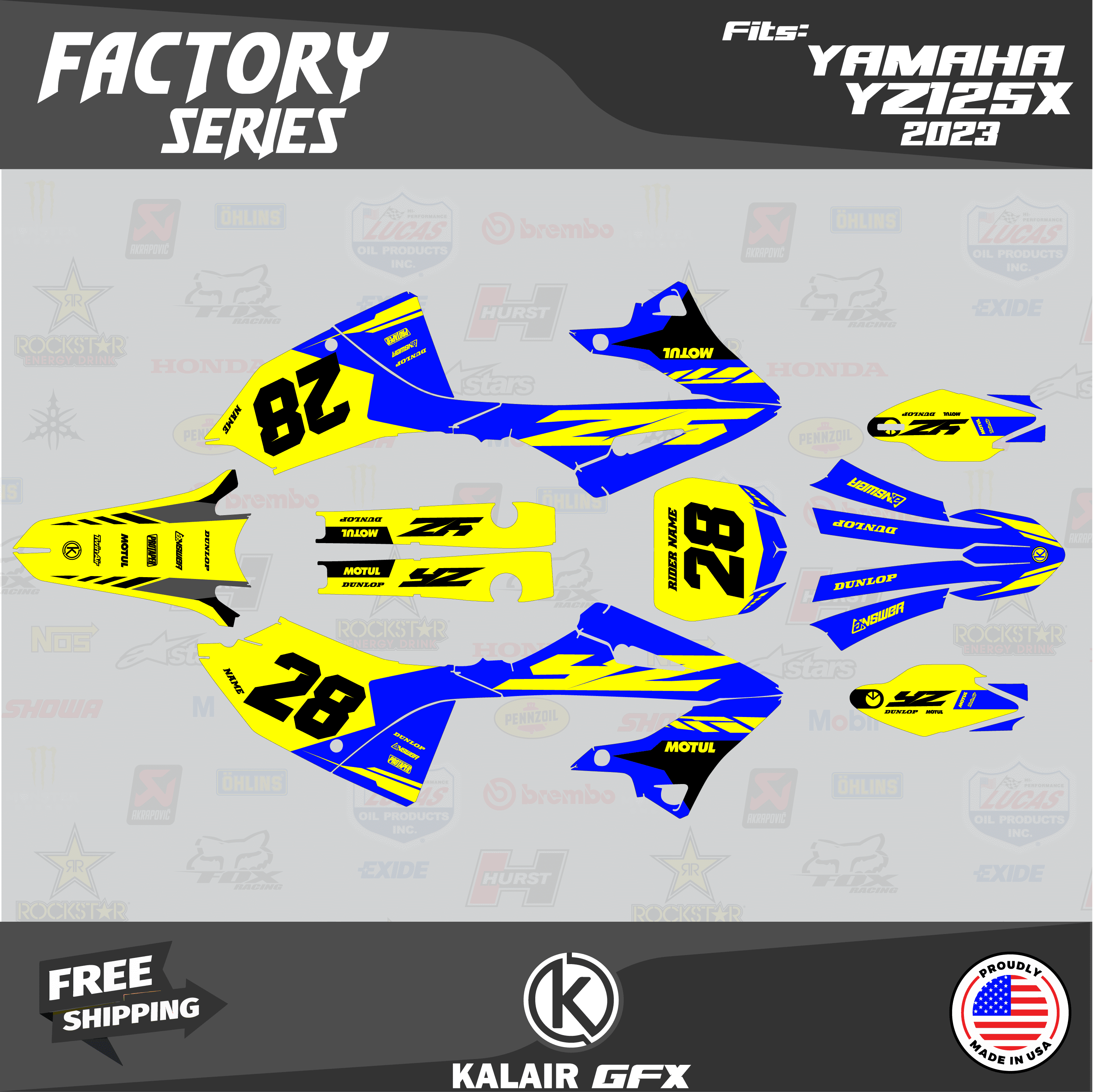 Kalair GFX Graphics Kit for Yamaha YZ125X (2023) Factory Series ...