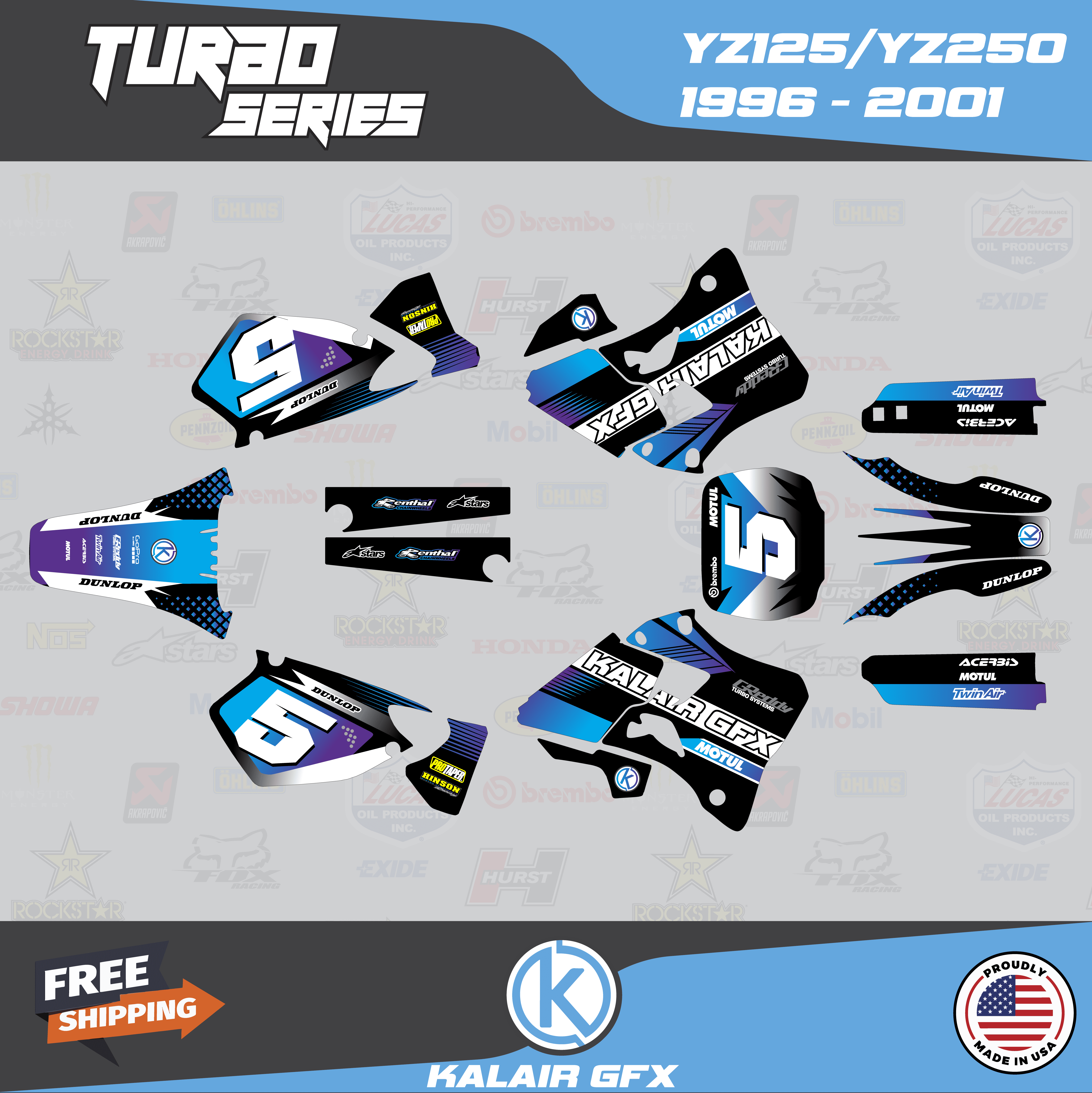 Kalair GFX Graphics Kit for Yamaha YZ250 (1996-2001) Turbo Series ...