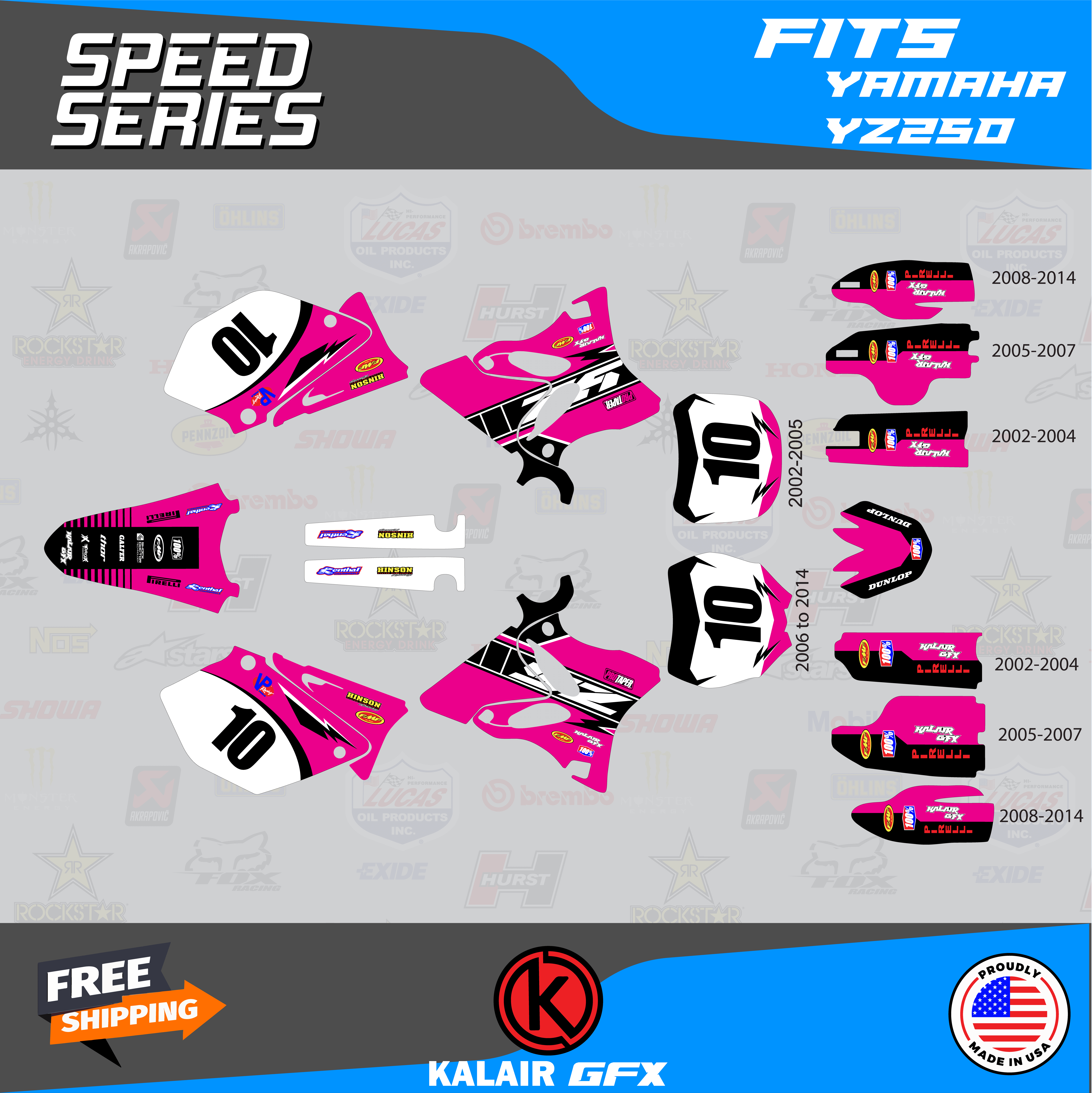 Kalair GFX Graphics Kit for Yamaha YZ250 (2006-2007) Speed Series ...