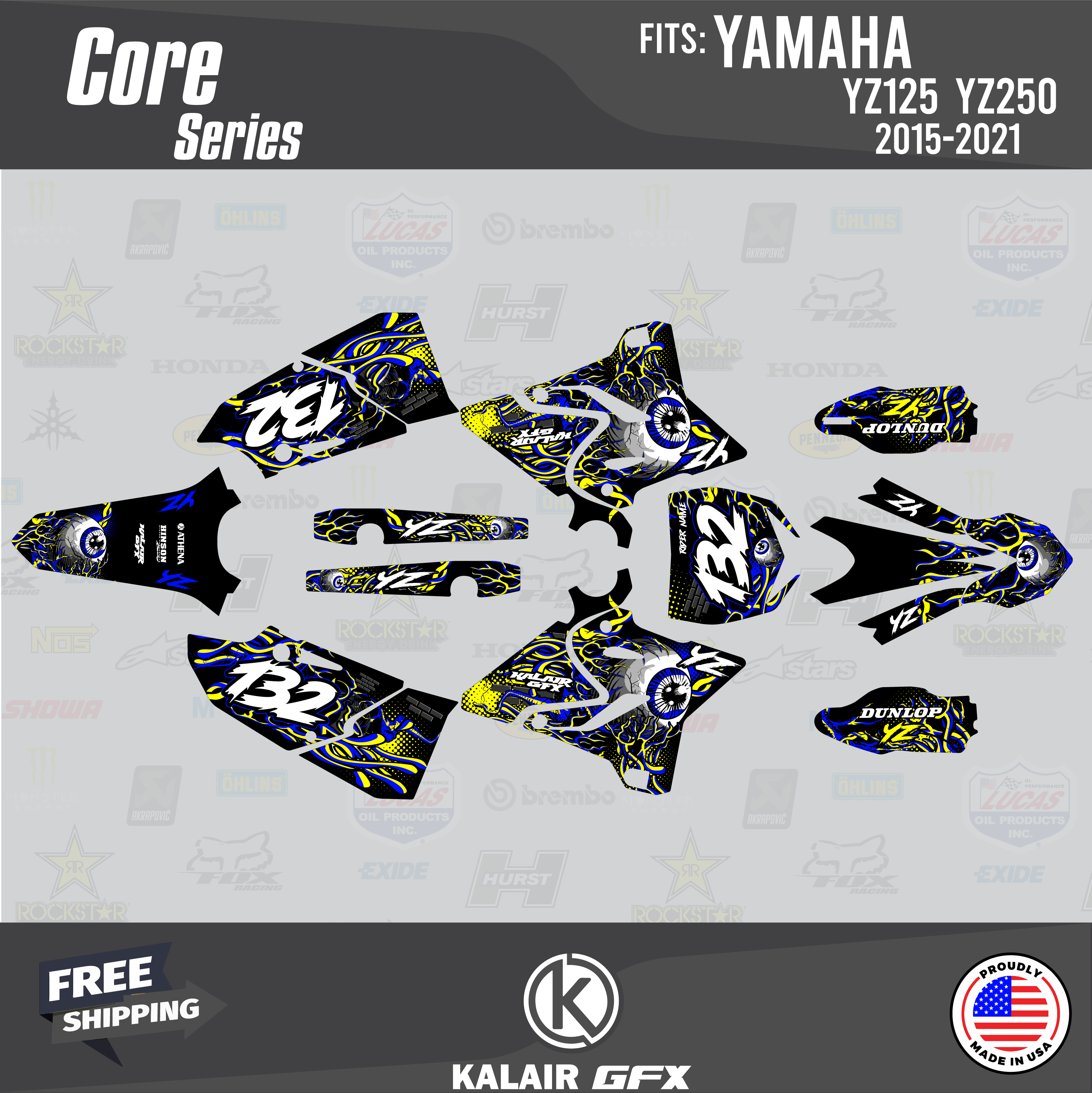 Kalair GFX Graphics Kit for Yamaha YZ250 (2015-2021) Core Series ...