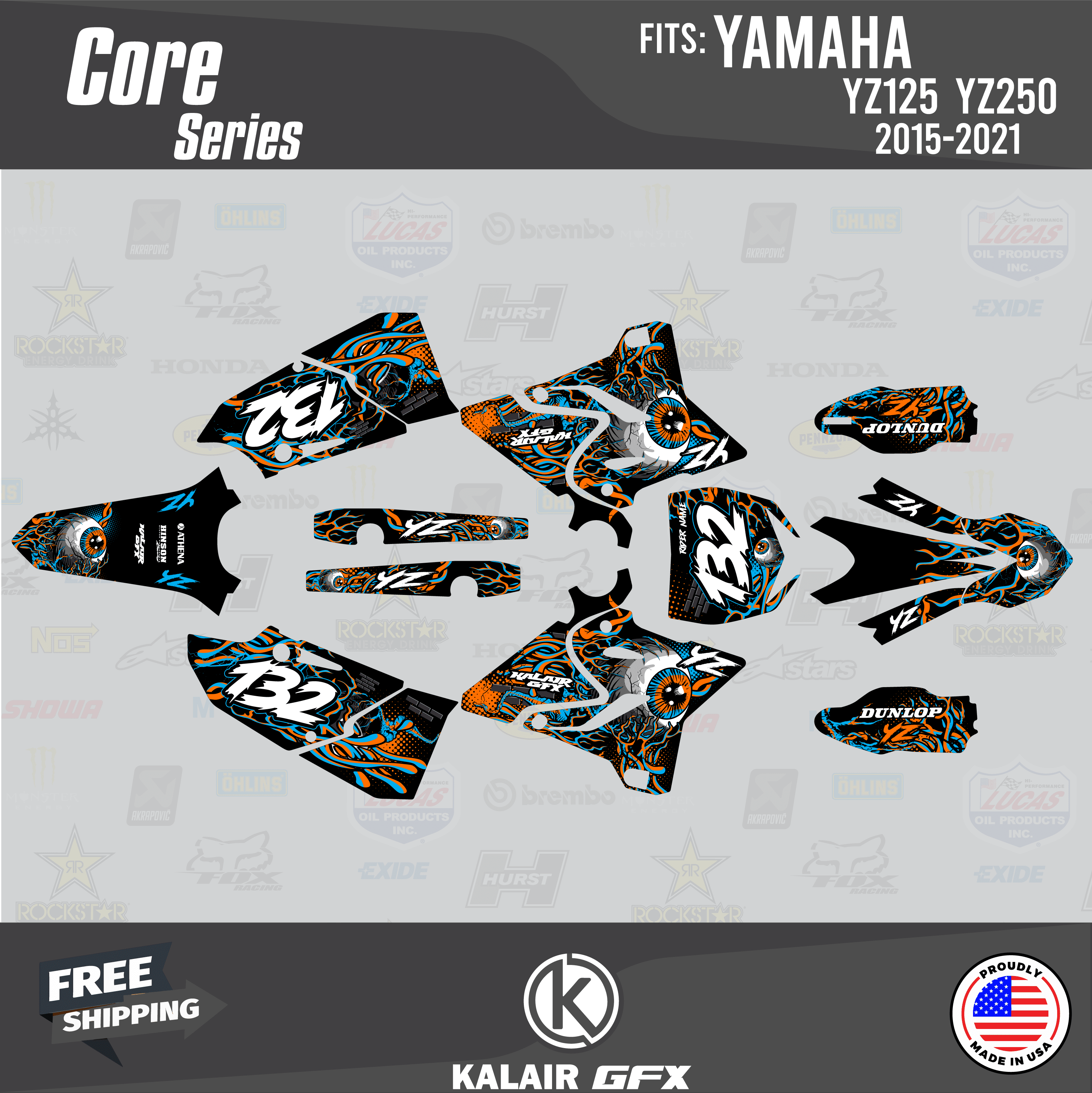 Kalair GFX Graphics Kit for Yamaha YZ250 (2015-2021) Core Series ...