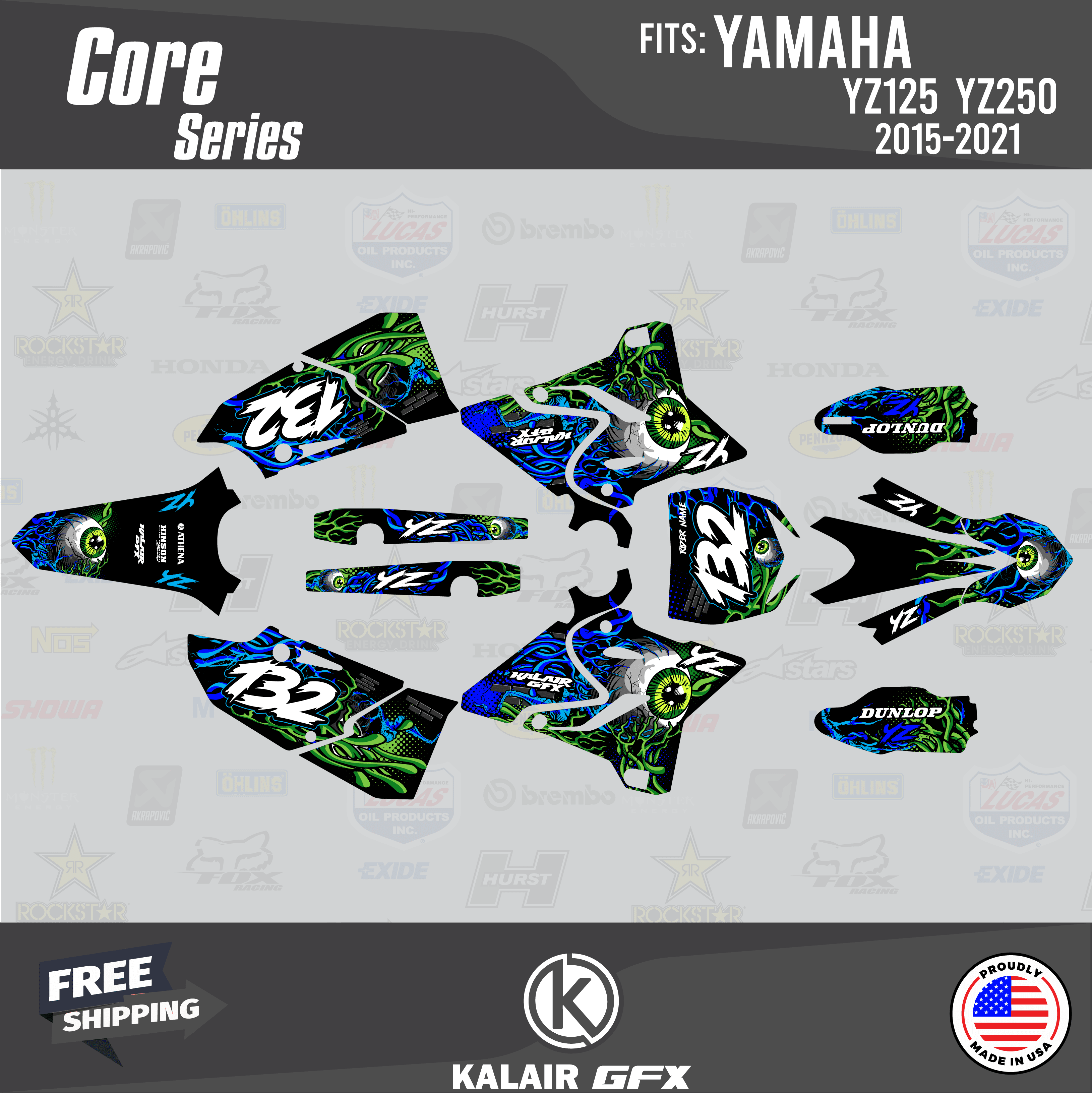 Kalair GFX Graphics Kit for Yamaha YZ250 (2015-2021) Core Series ...