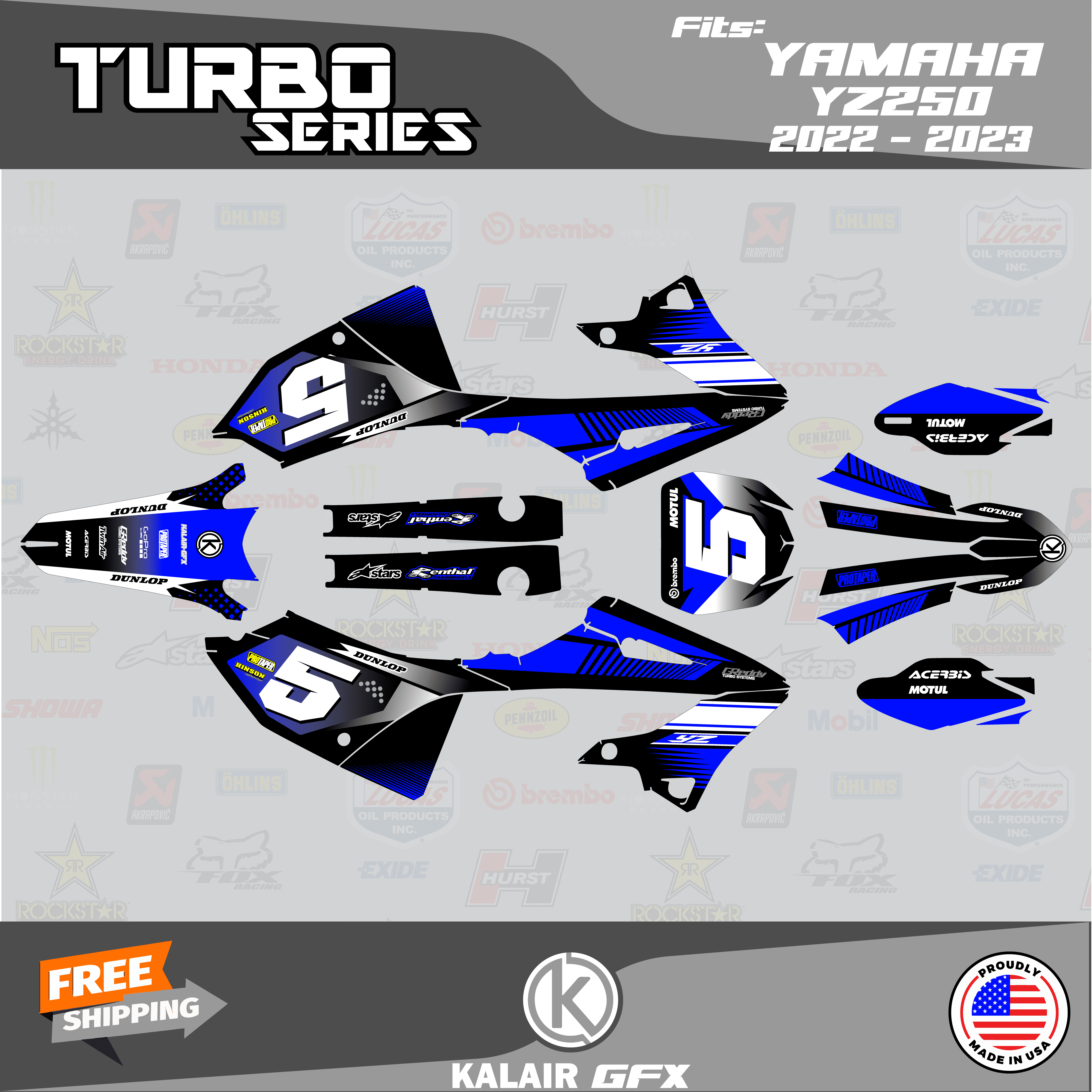 Kalair GFX Graphics Kit for Yamaha YZ250 (2022-2023) Turbo Series ...