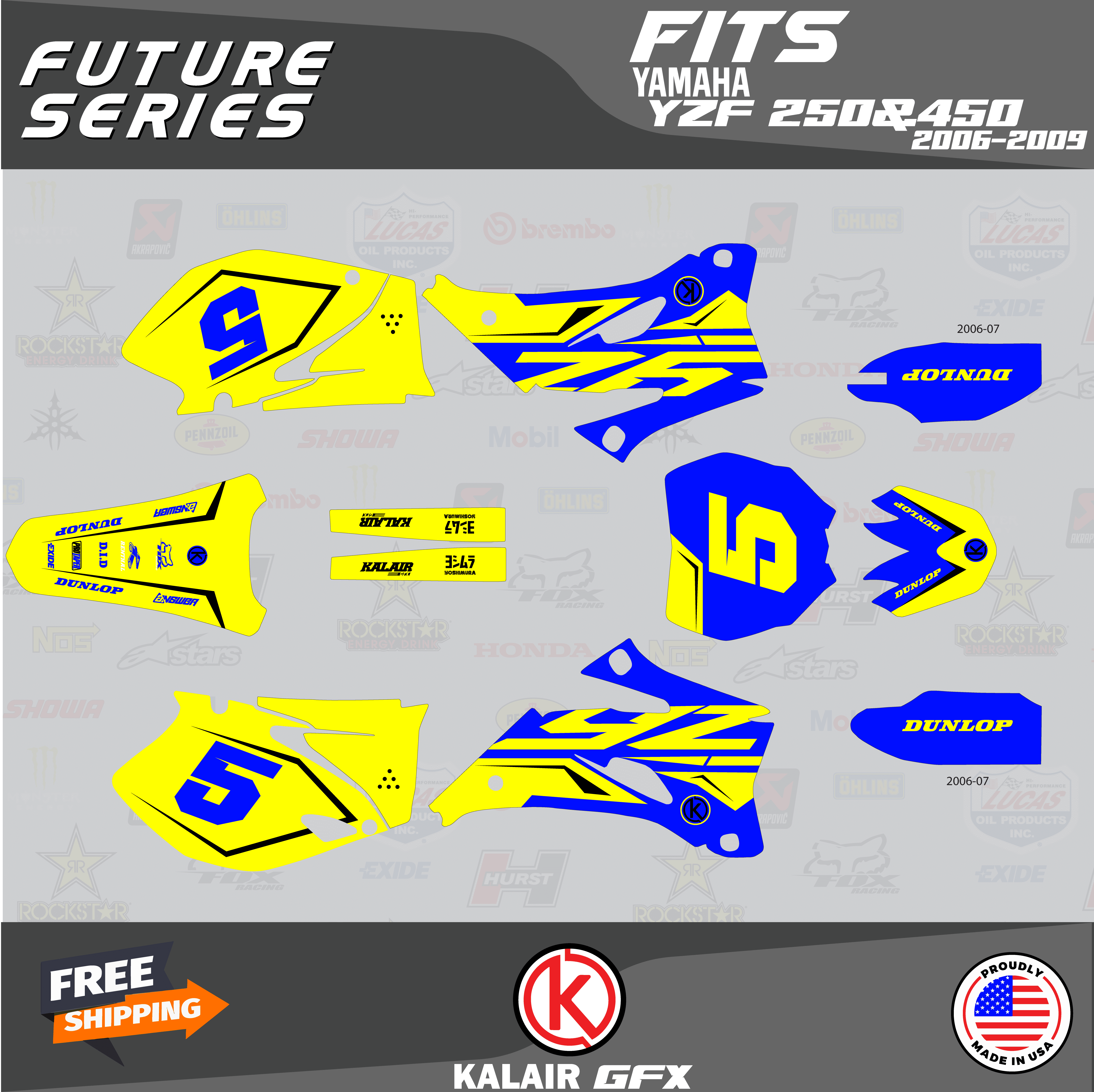 Kalair GFX Graphics Kit for Yamaha YZ250F (2006-2007) Future Series ...