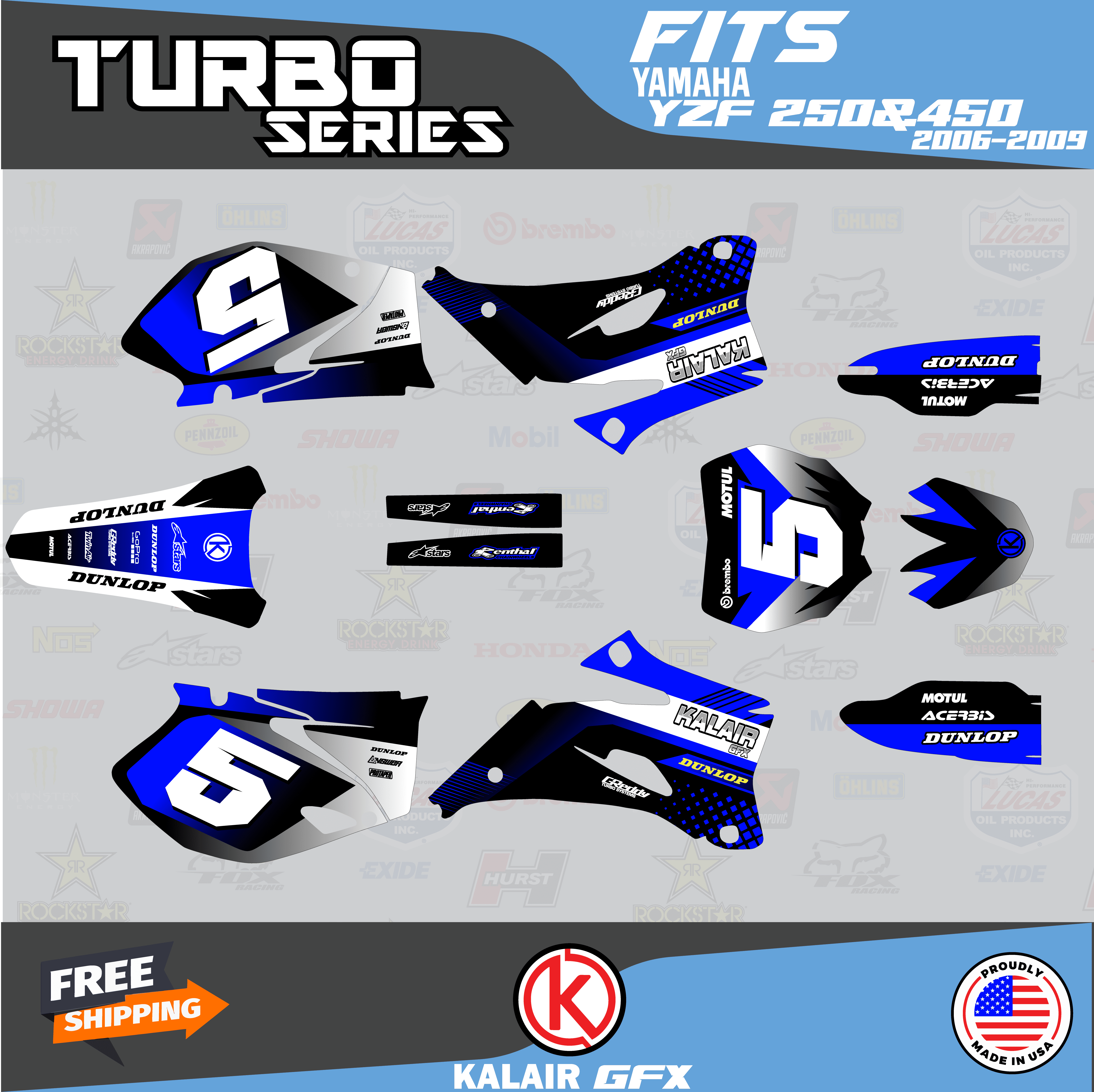 Kalair GFX Graphics Kit for Yamaha YZ250F (2006-2007) Turbo Series ...