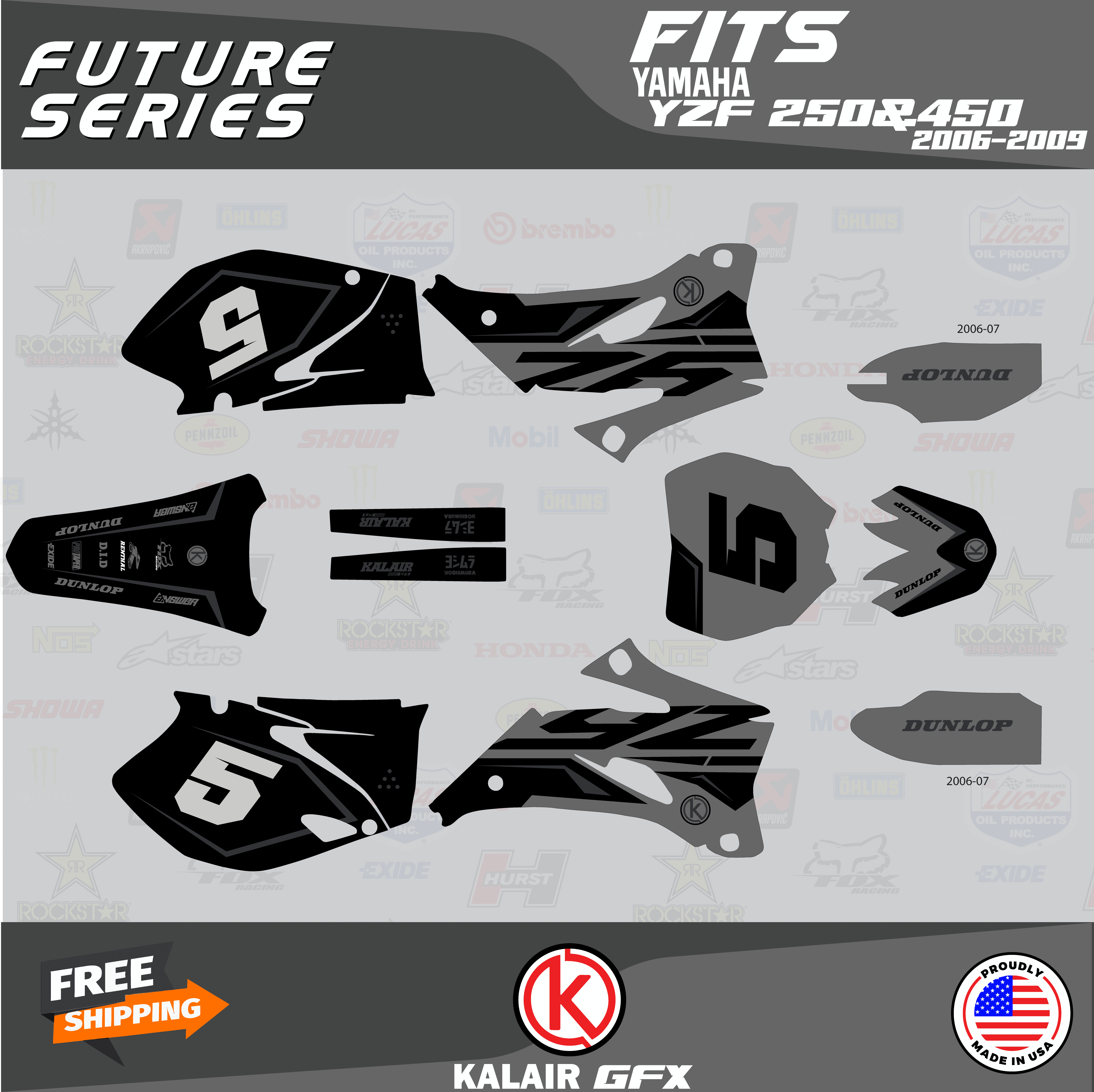 Kalair GFX Graphics Kit for Yamaha YZ250F (2008-2009) Future Series ...