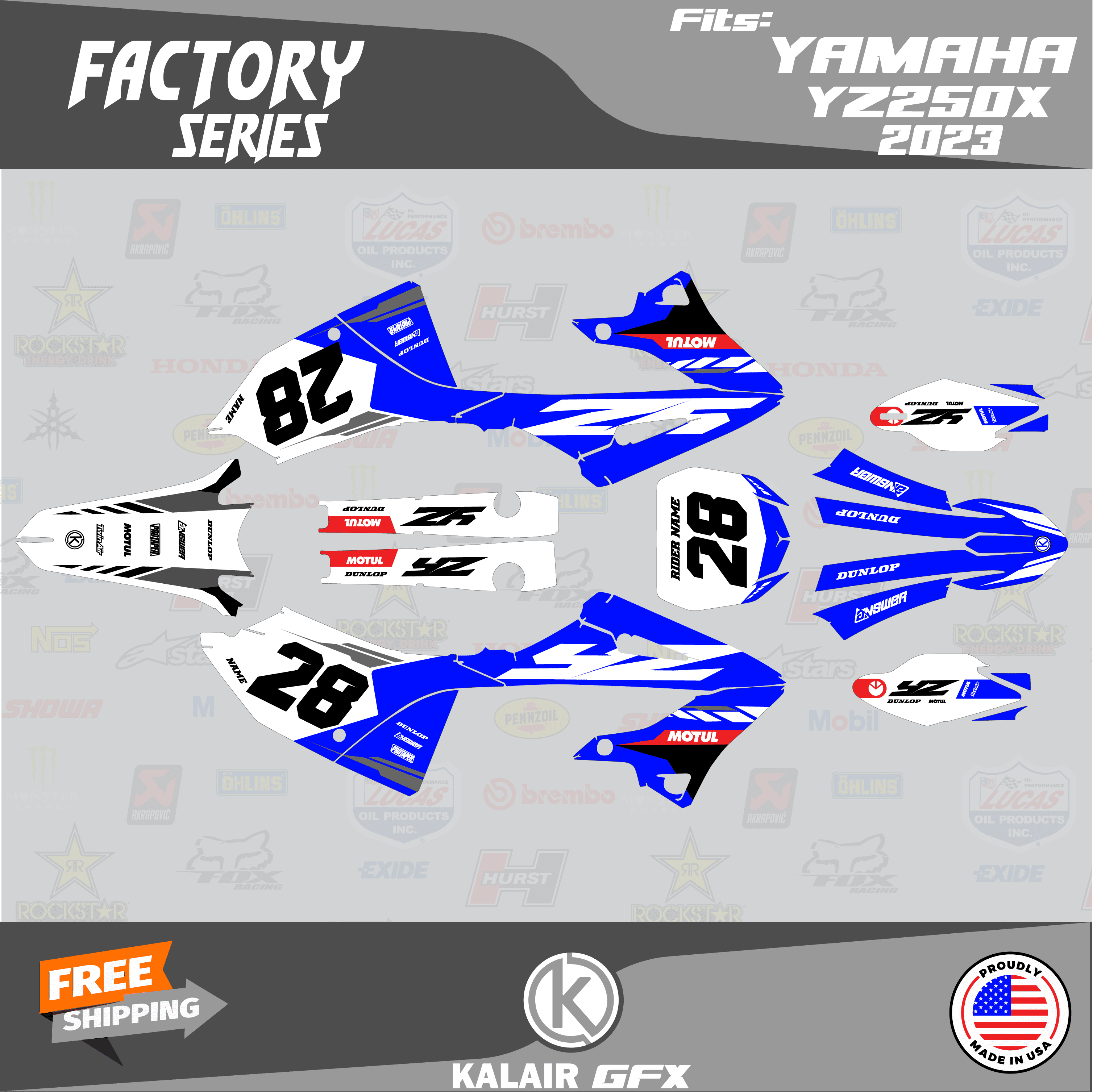 Kalair GFX Graphics Kit for Yamaha YZ250X (2023) Factory Series ...