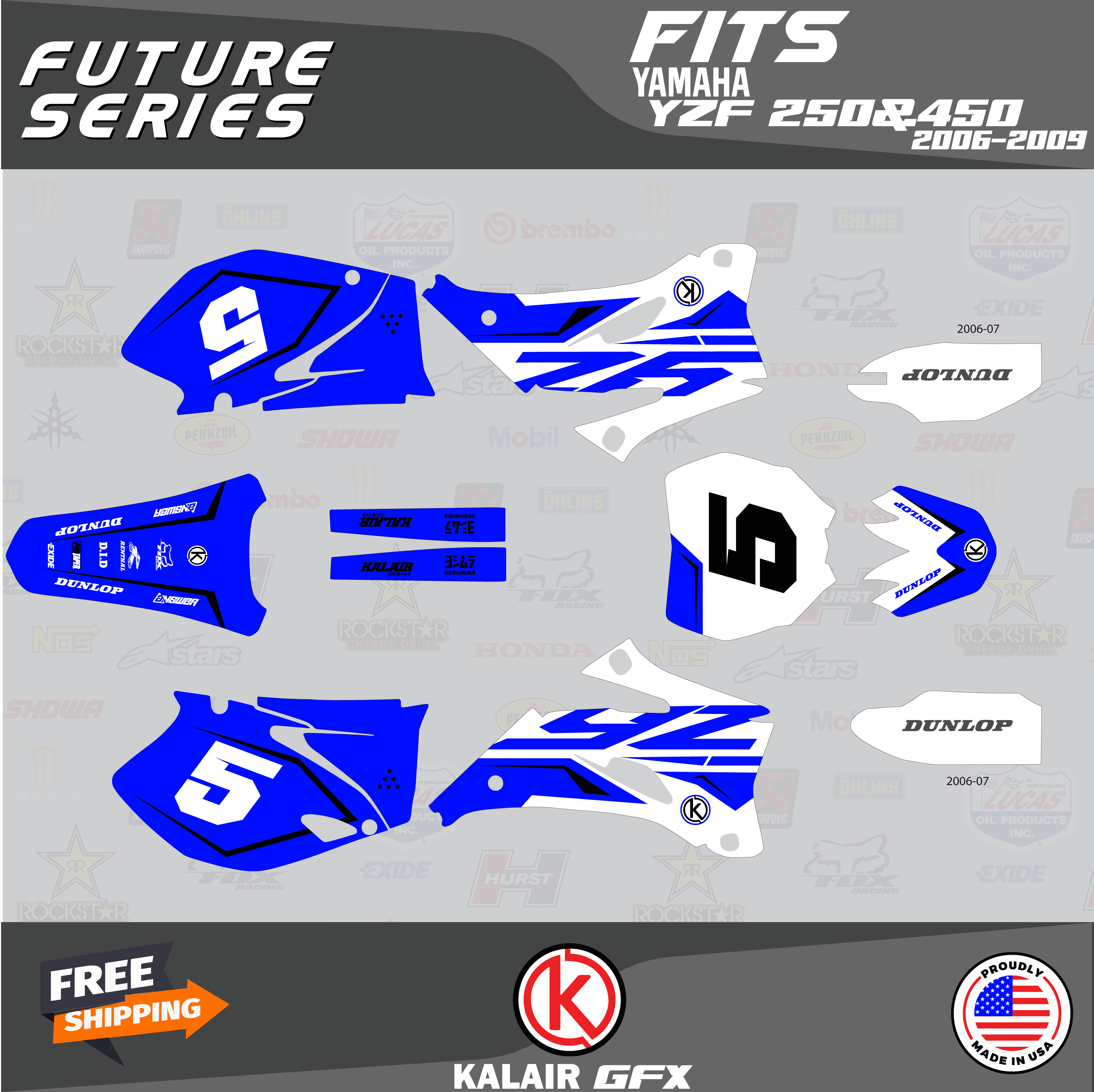 Kalair GFX Graphics Kit for Yamaha YZ450F (2008-2009) Future Series ...