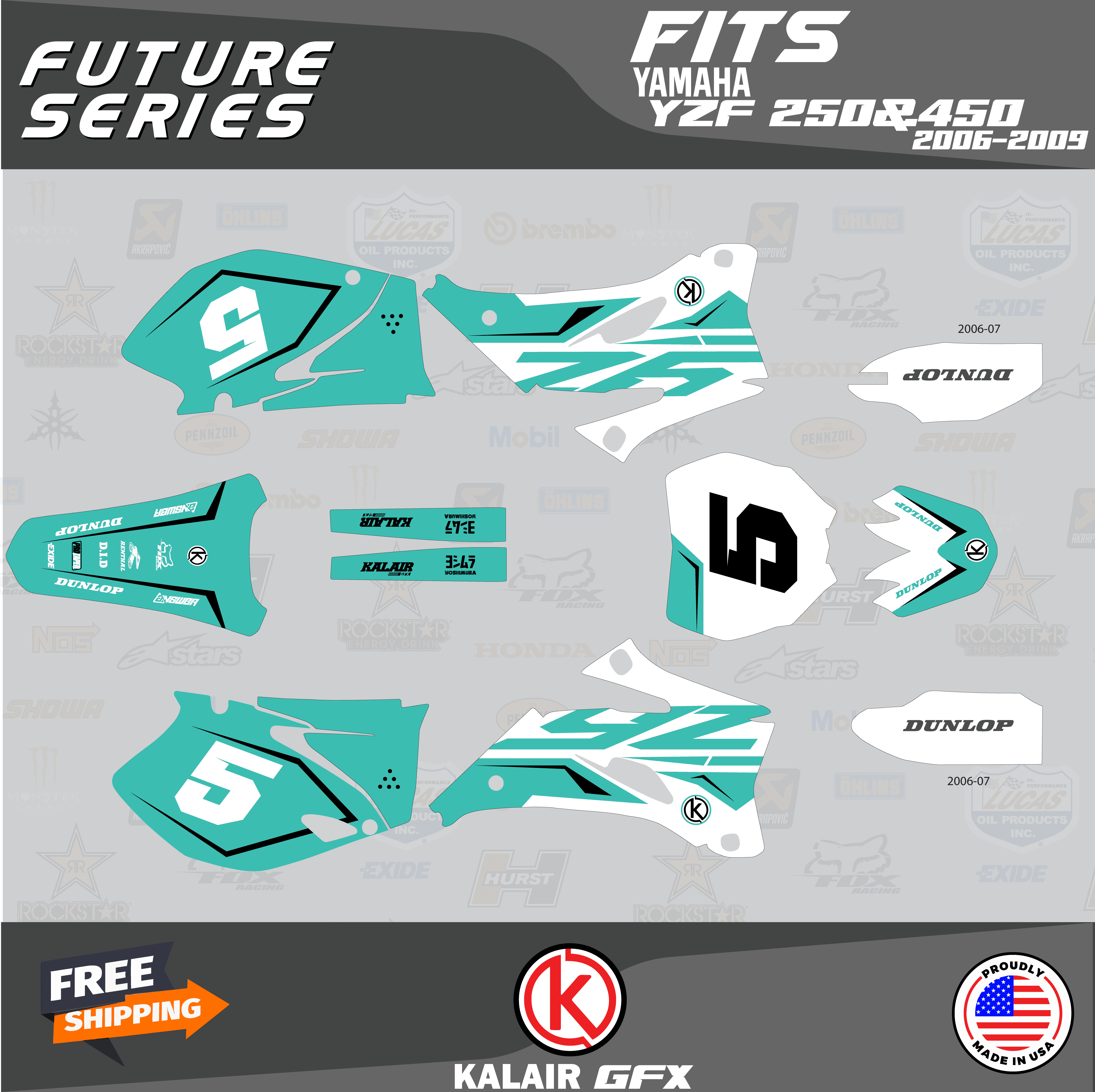Kalair GFX Graphics Kit for Yamaha YZ450F (2008-2009) Future Series ...