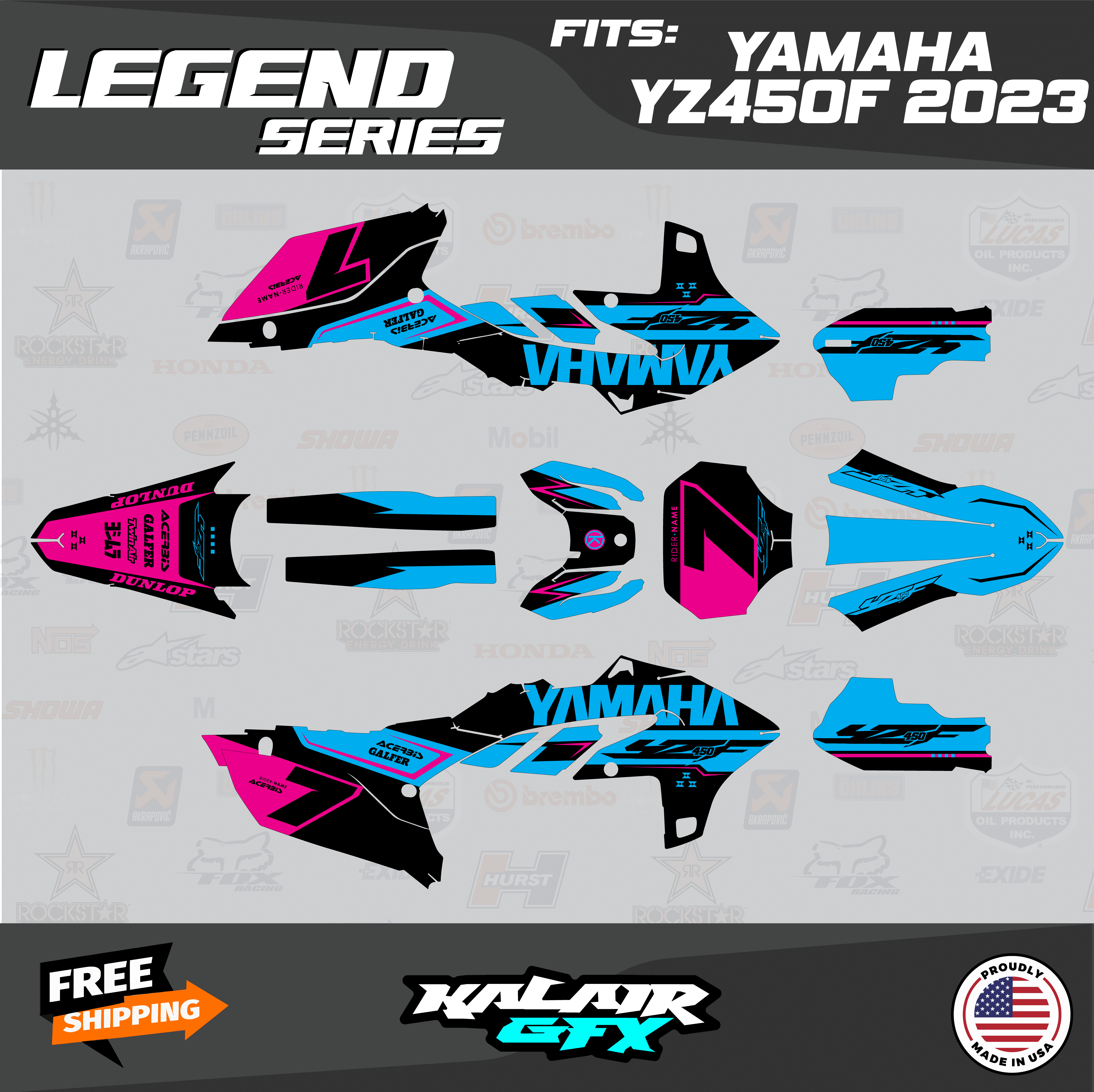Kalair GFX Graphics Kit for Yamaha YZ450F (2023) Legend Series ...