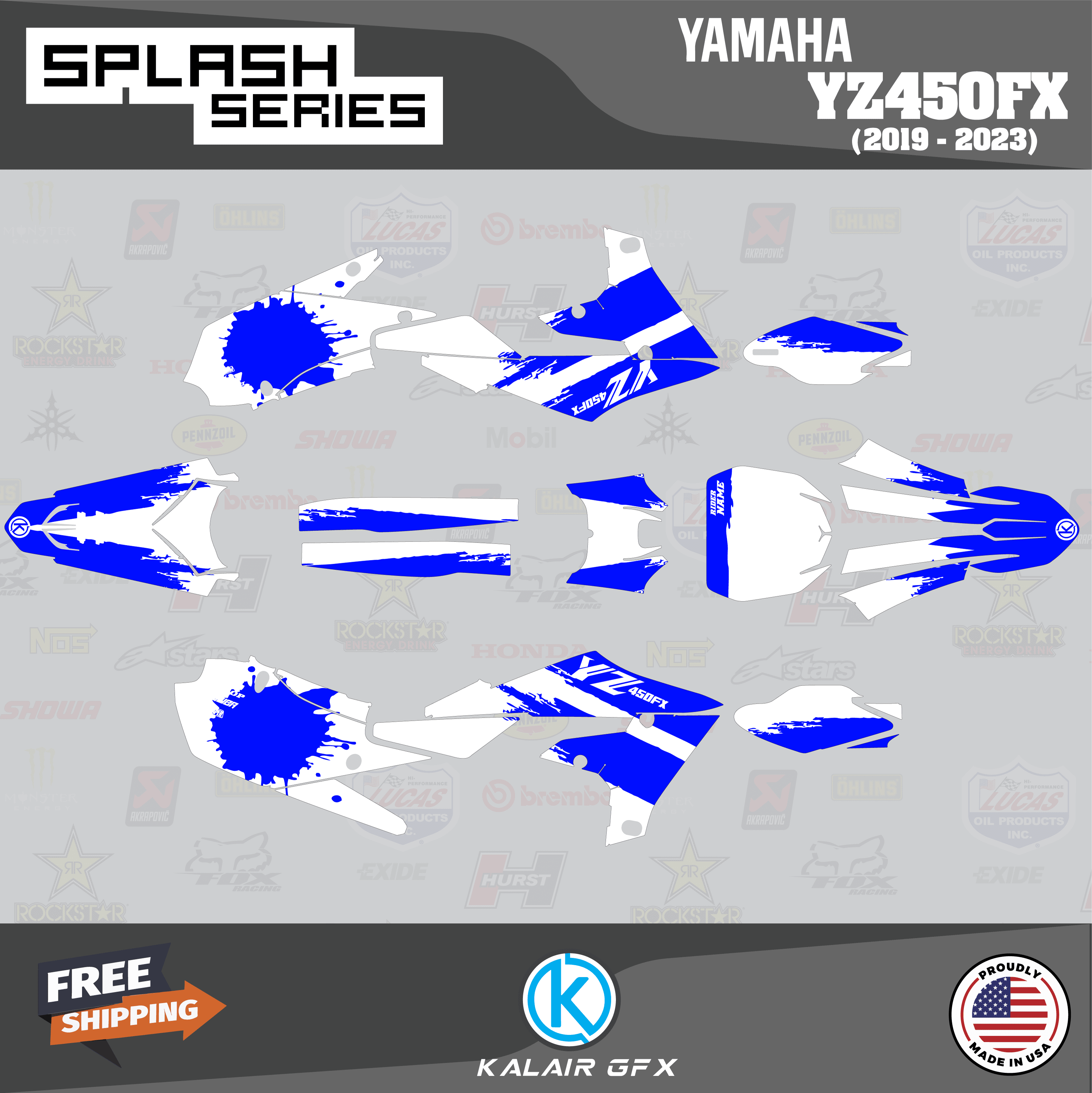 Kalair GFX Graphics Kit for Yamaha YZ450FX (2019-2023) Splash Series - Walmart.com