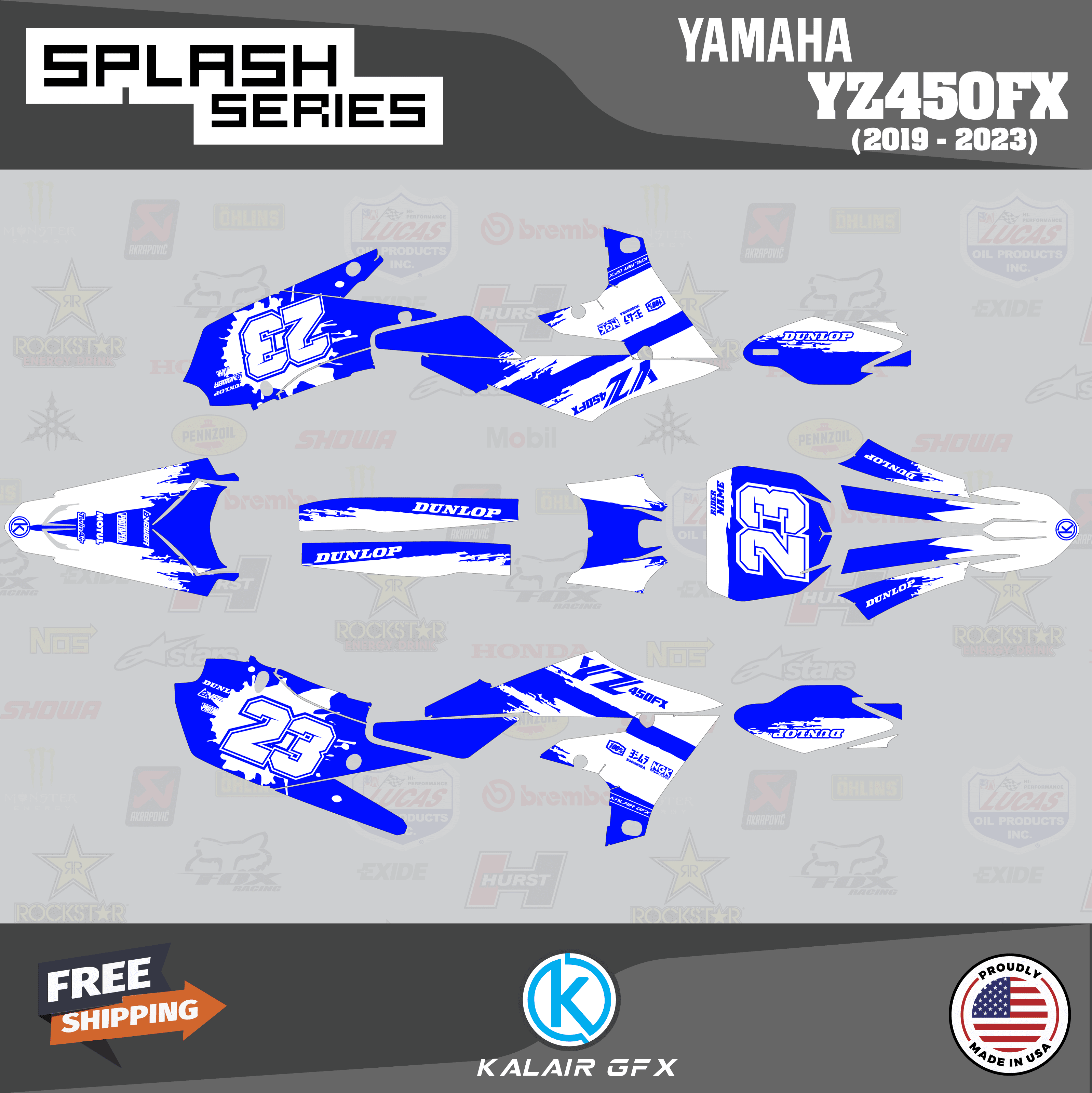 Kalair GFX Graphics Kit for Yamaha YZ450FX (2019-2023) Splash Series ...