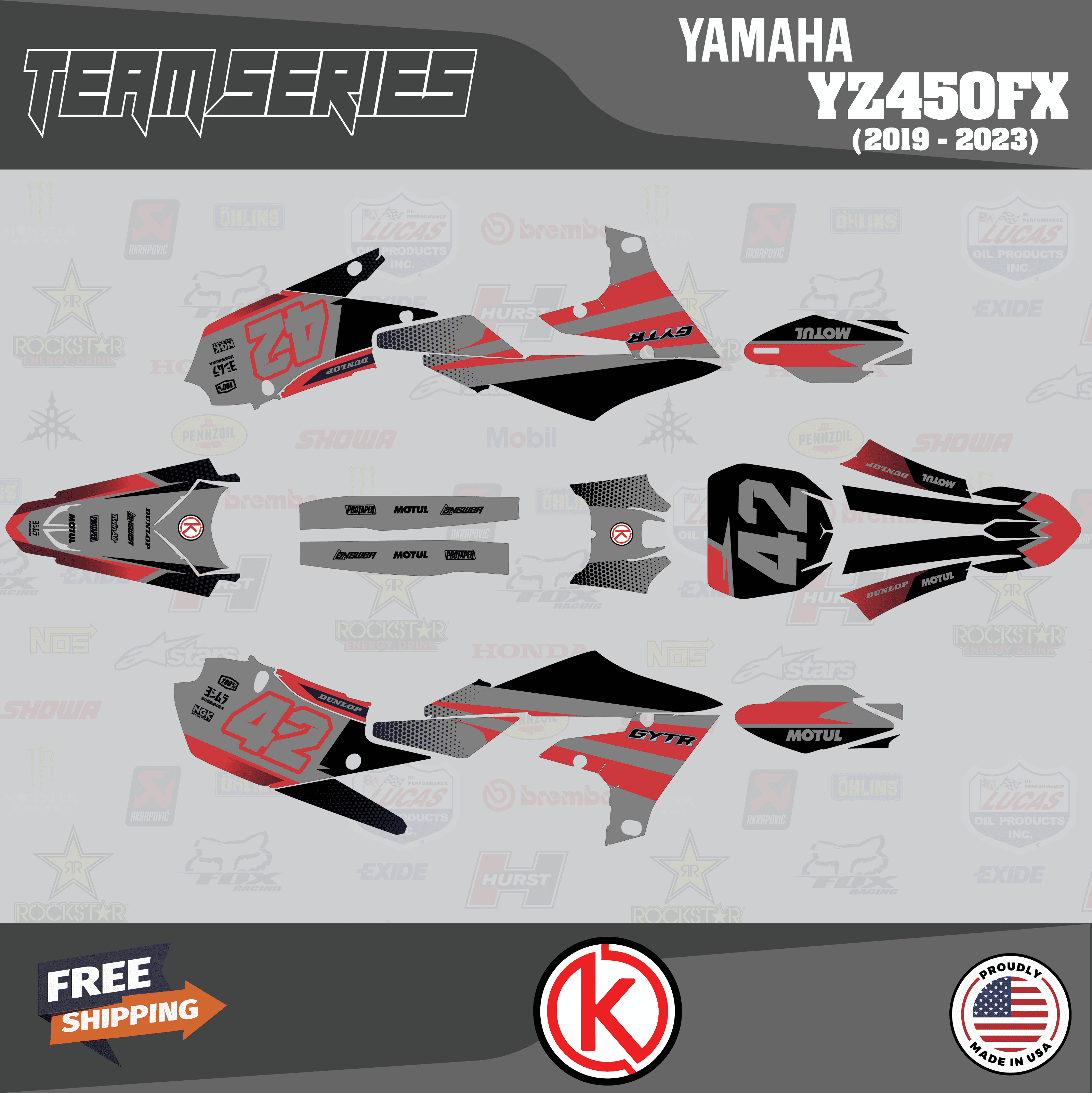 Kalair GFX Graphics Kit for Yamaha YZ450FX (2019-2023) Team Series ...