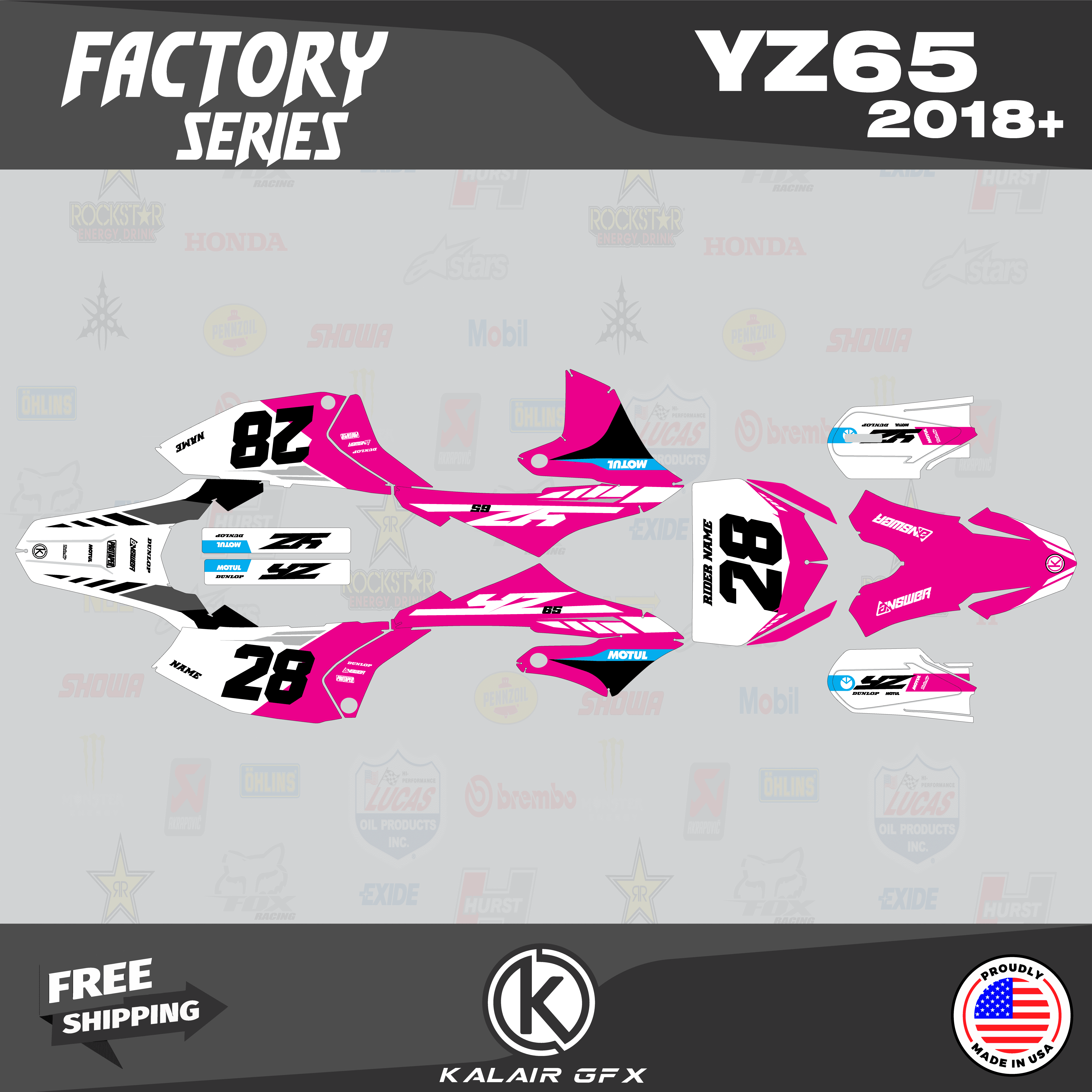 Kalair GFX Graphics Kit for Yamaha YZ65 (2018-2023) Factory Series ...