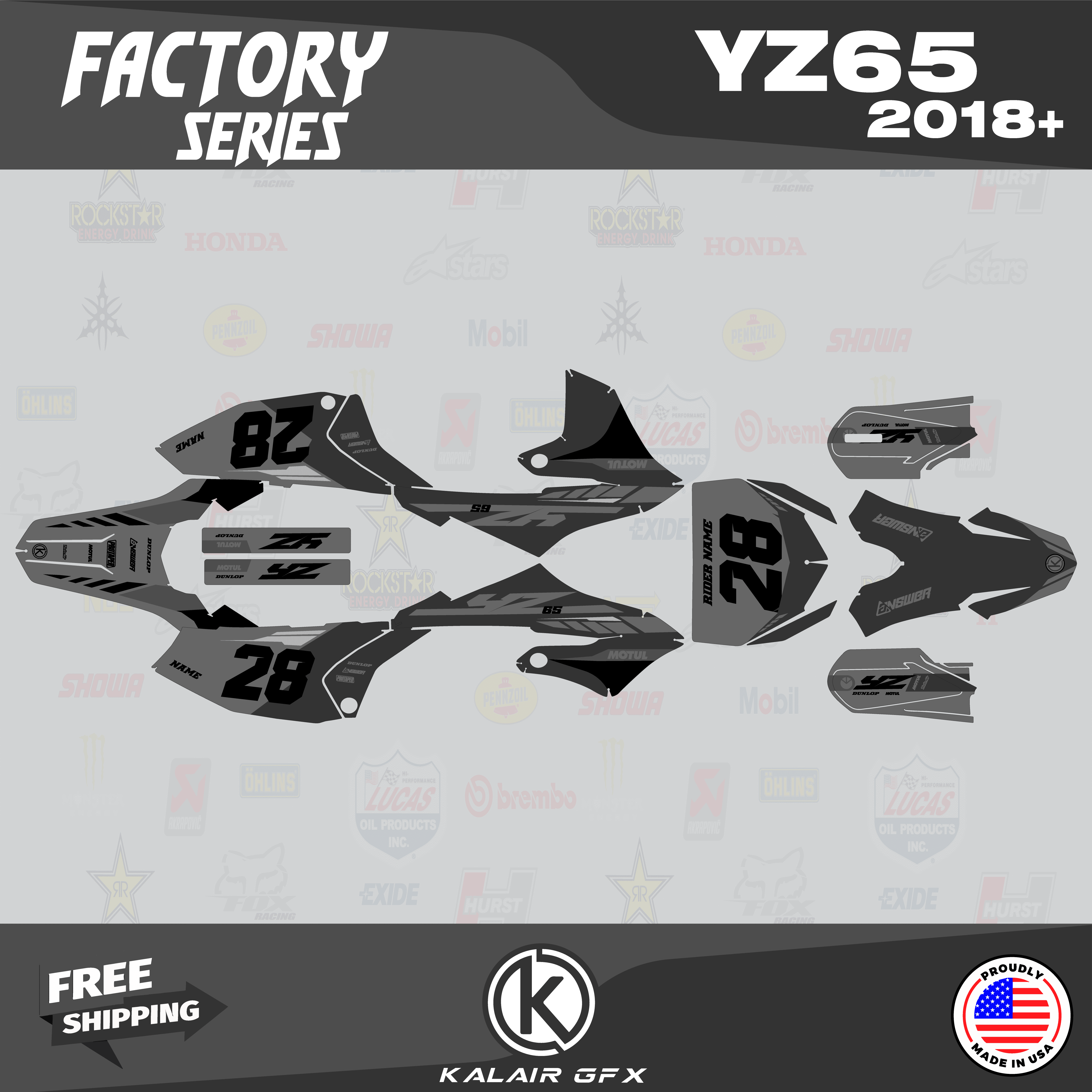 Kalair GFX Graphics Kit for Yamaha YZ65 (2018-2023) Factory Series ...
