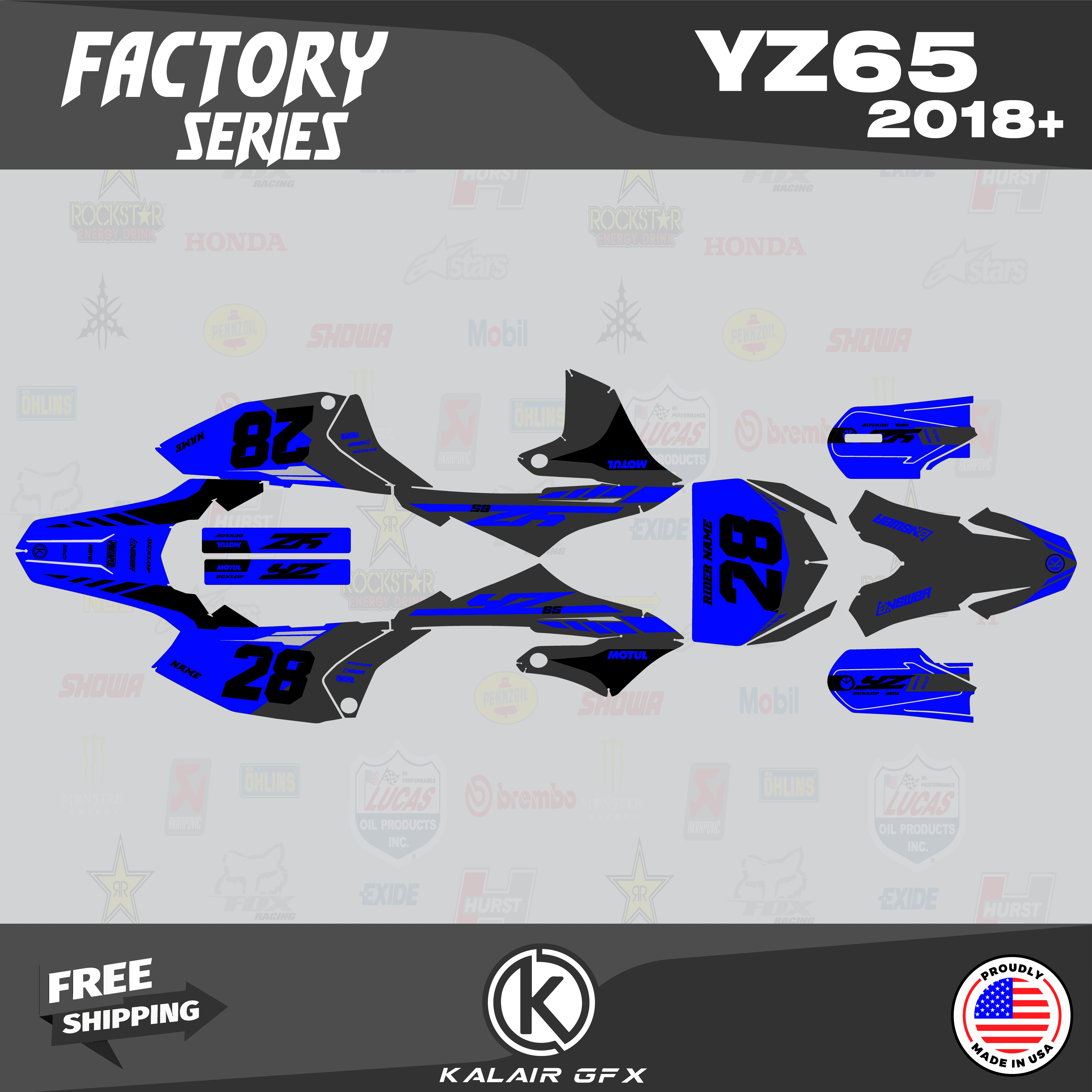 Kalair GFX Graphics Kit for Yamaha YZ65 (2018-2023) Factory Series ...