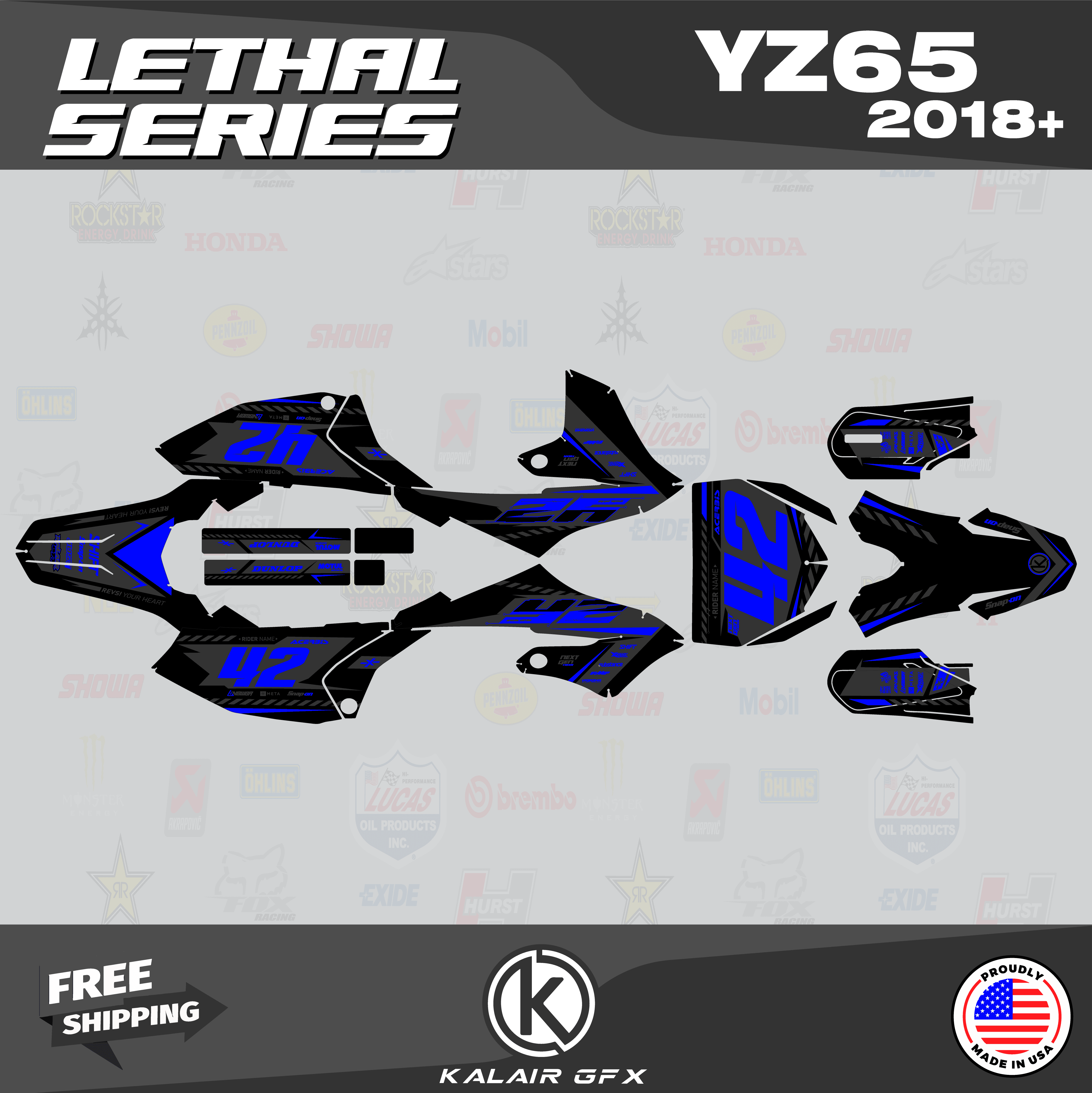 Kalair GFX Graphics Kit for Yamaha YZ65 (2018-2023) Lethal Series ...