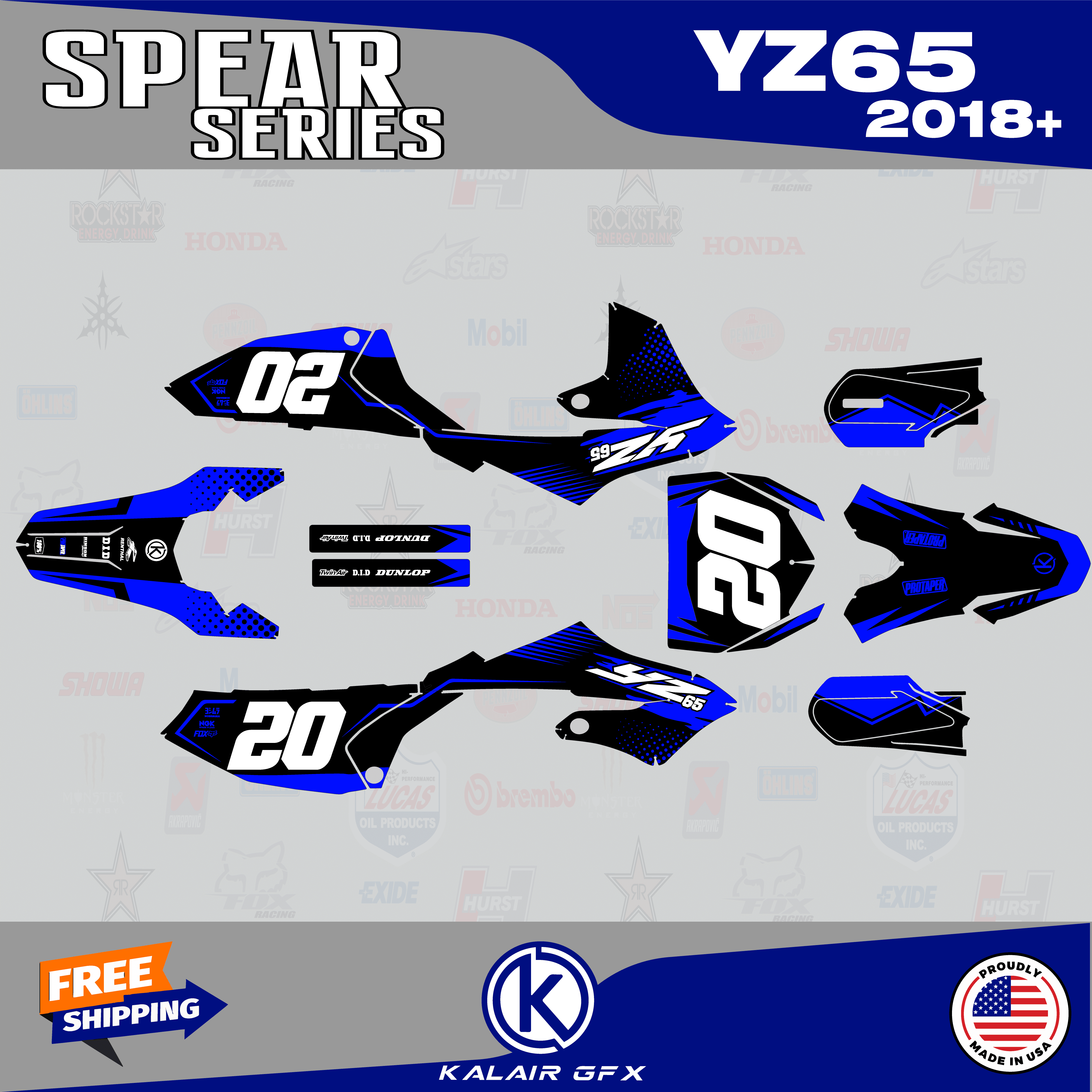 Kalair GFX Graphics Kit for Yamaha YZ65 (2018-2023) Spear Series ...