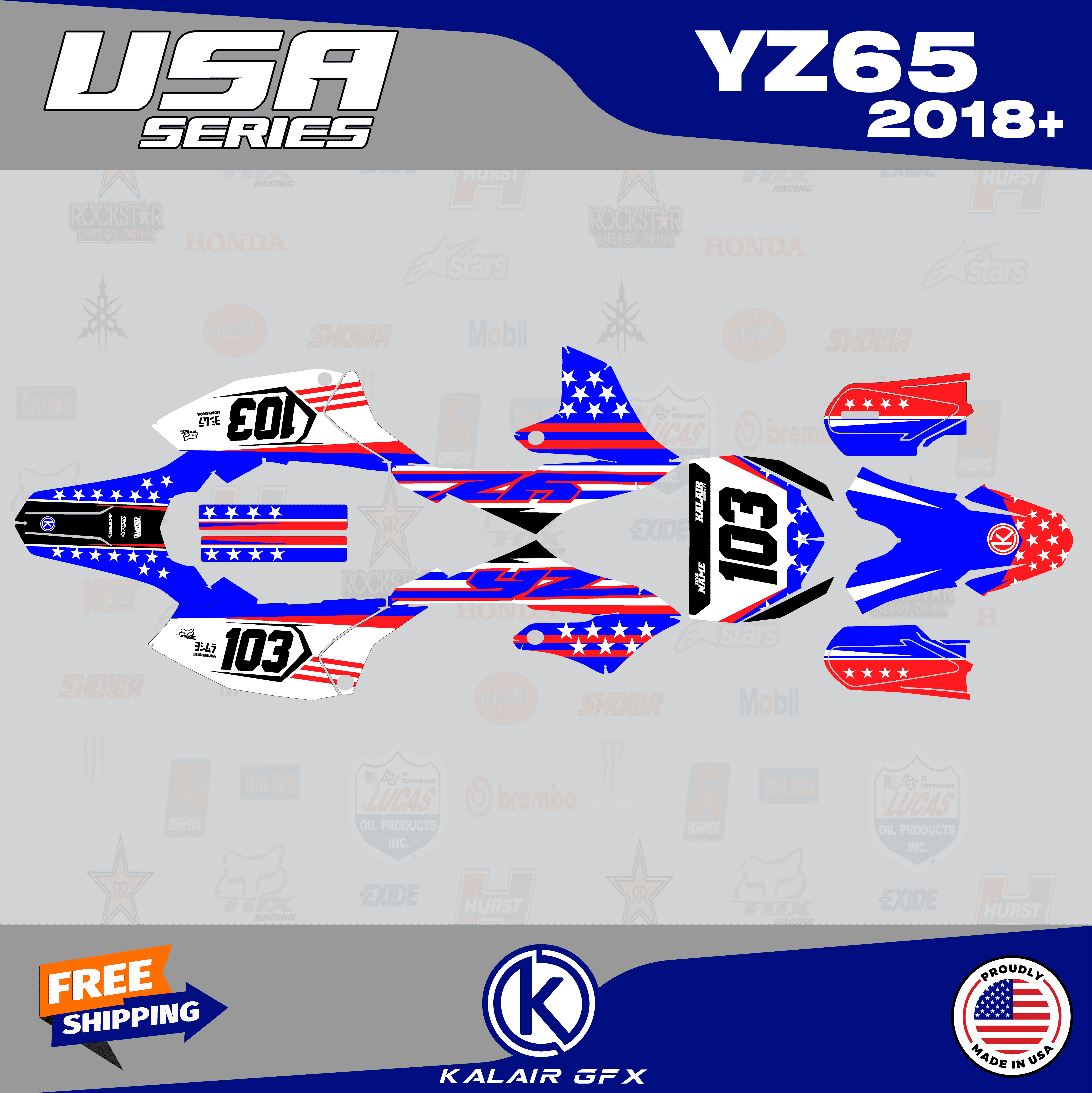 Kalair GFX Graphics Kit for Yamaha YZ65 (2018-2023) Usa Series ...