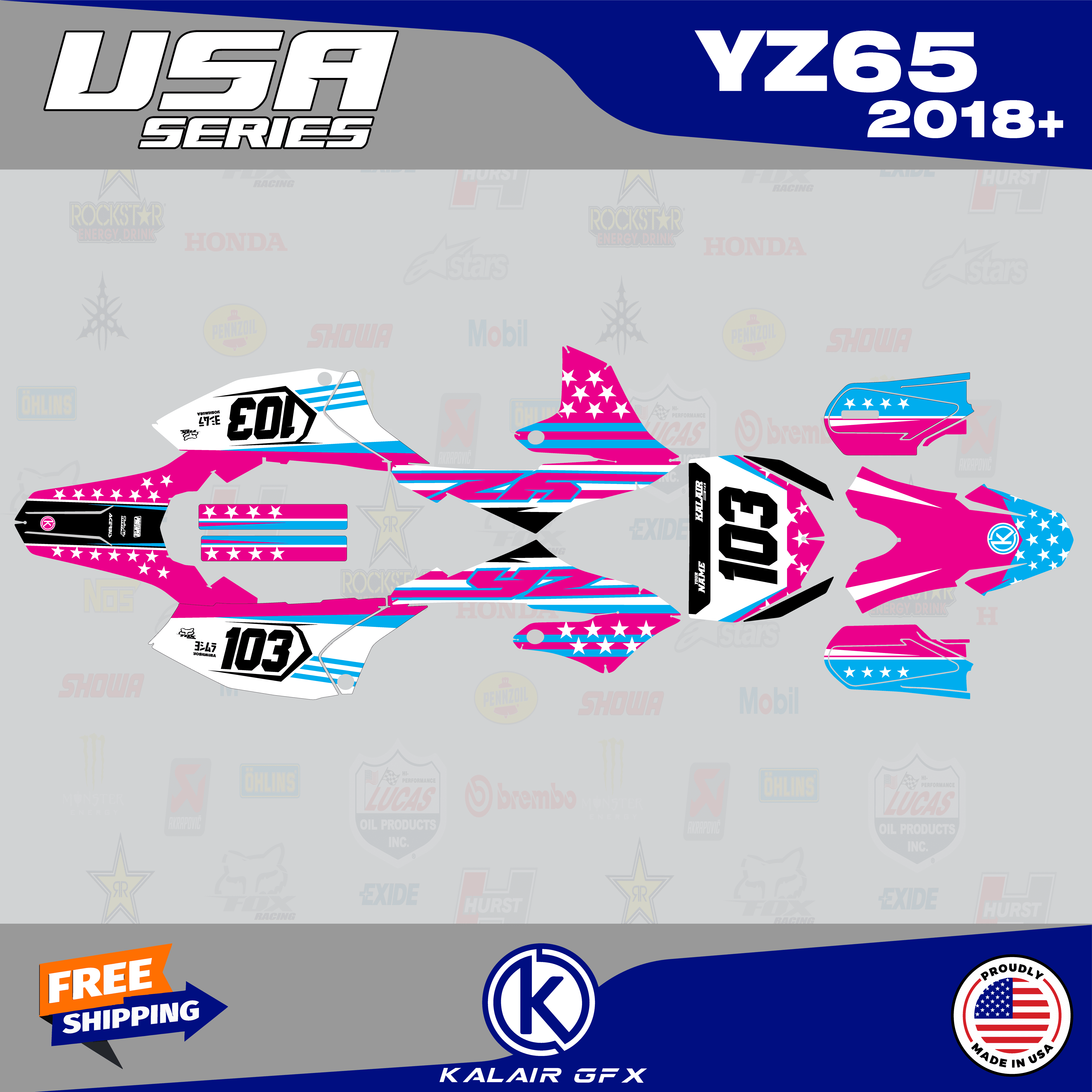 Kalair GFX Graphics Kit for Yamaha YZ65 (2018-2023) Usa Series ...