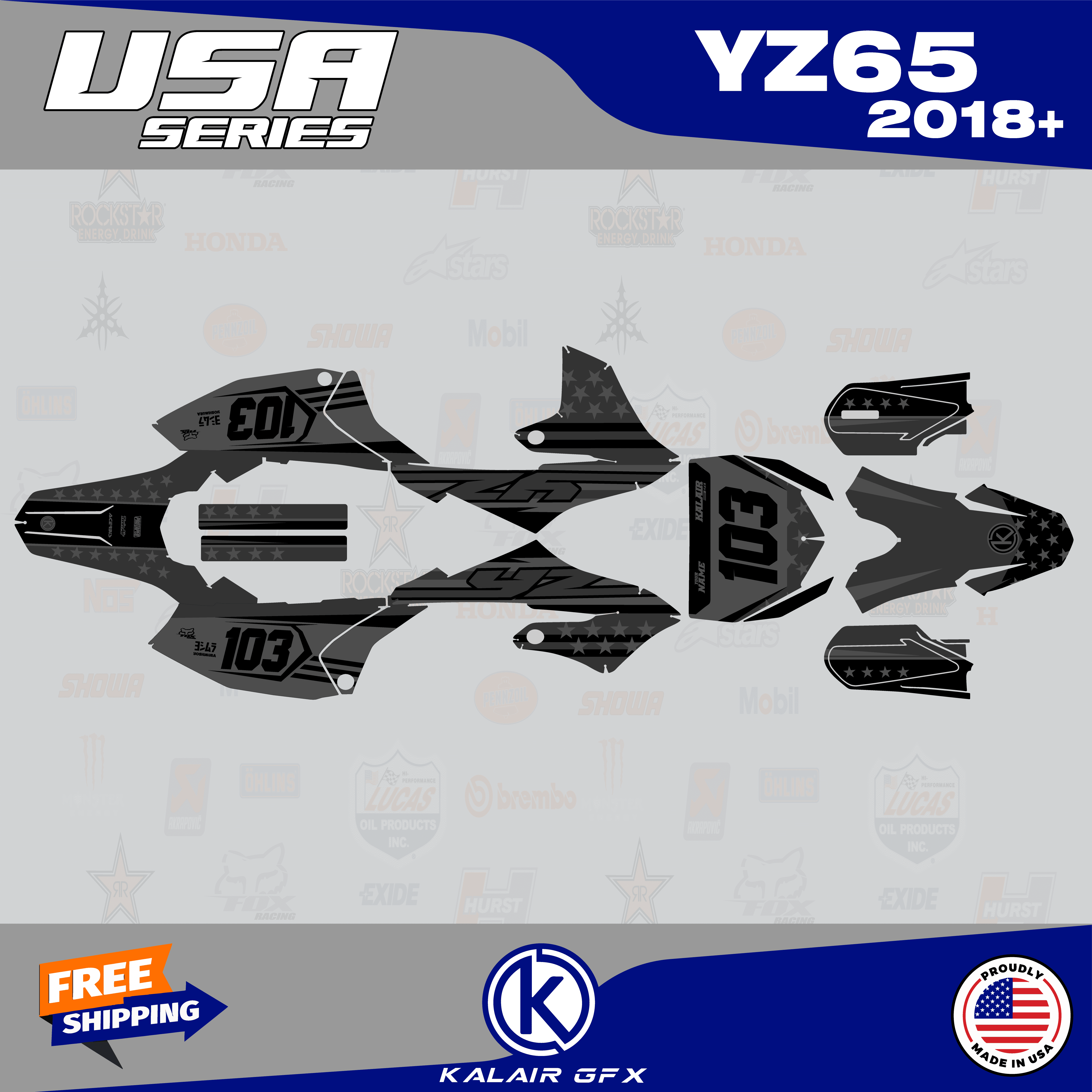 Kalair GFX Graphics Kit for Yamaha YZ65 (2018-2023) Usa Series ...