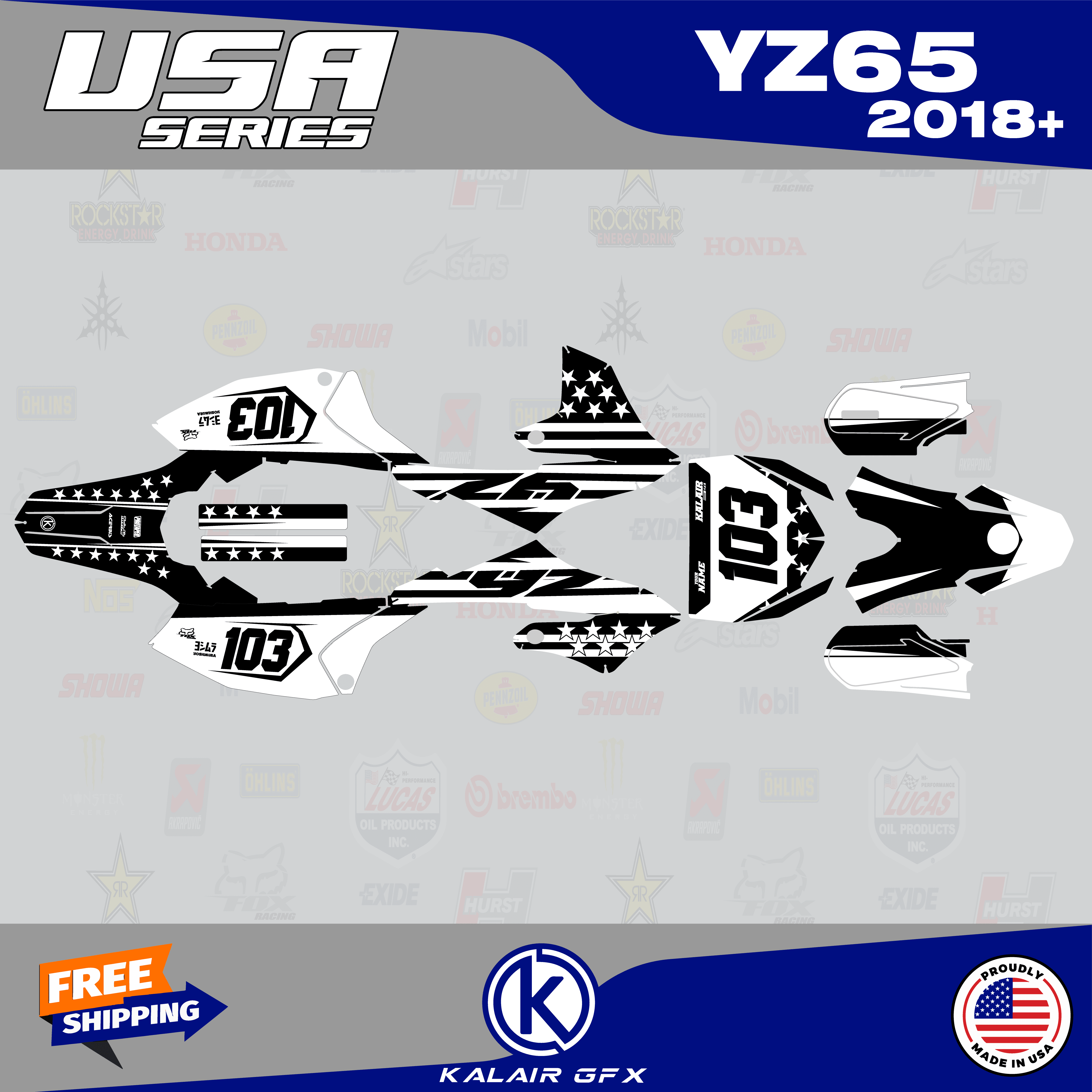 Kalair GFX Graphics Kit for Yamaha YZ65 (2018-2023) Usa Series ...