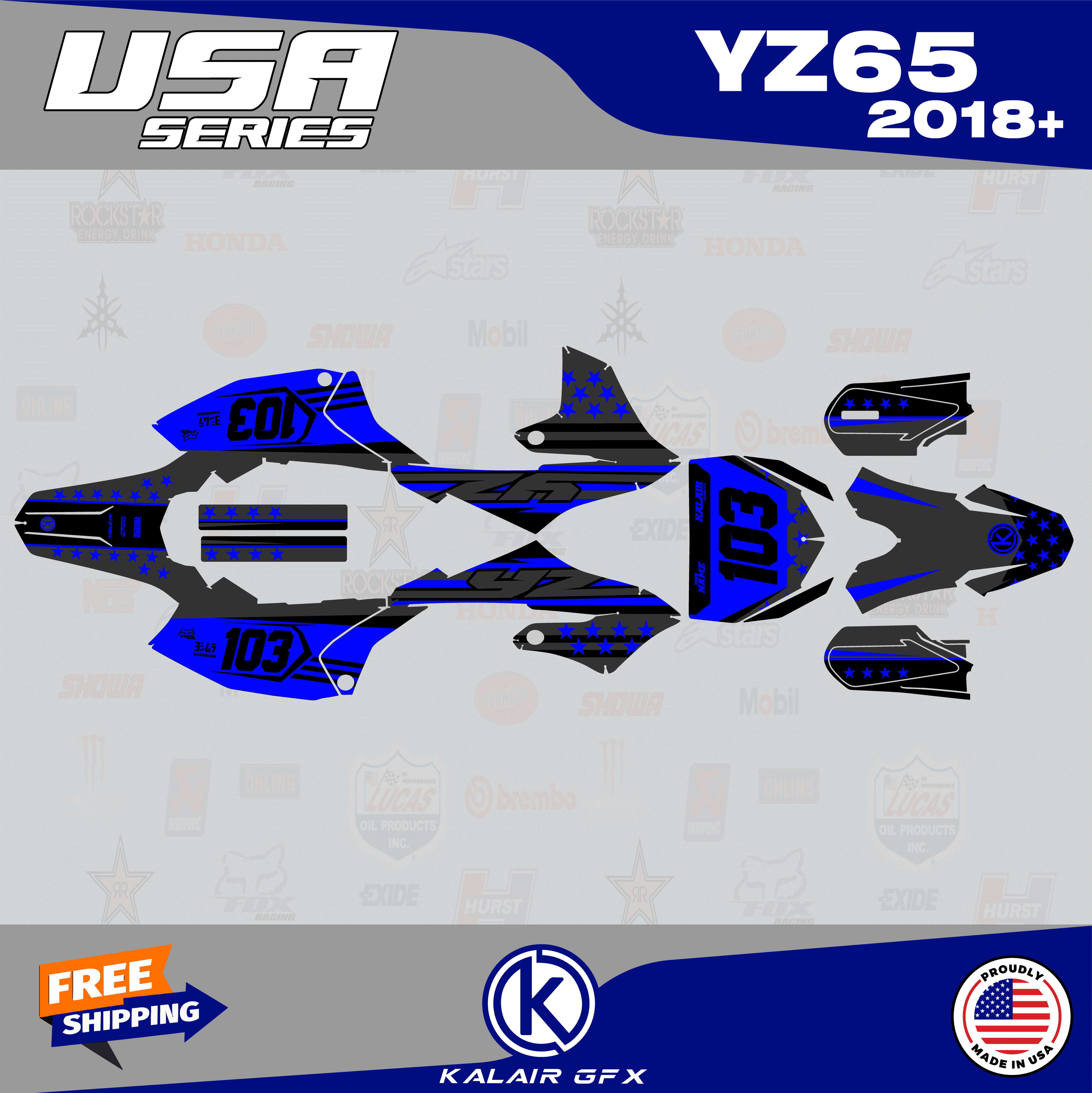 Kalair GFX Graphics Kit for Yamaha YZ65 (2018-2023) Usa Series ...