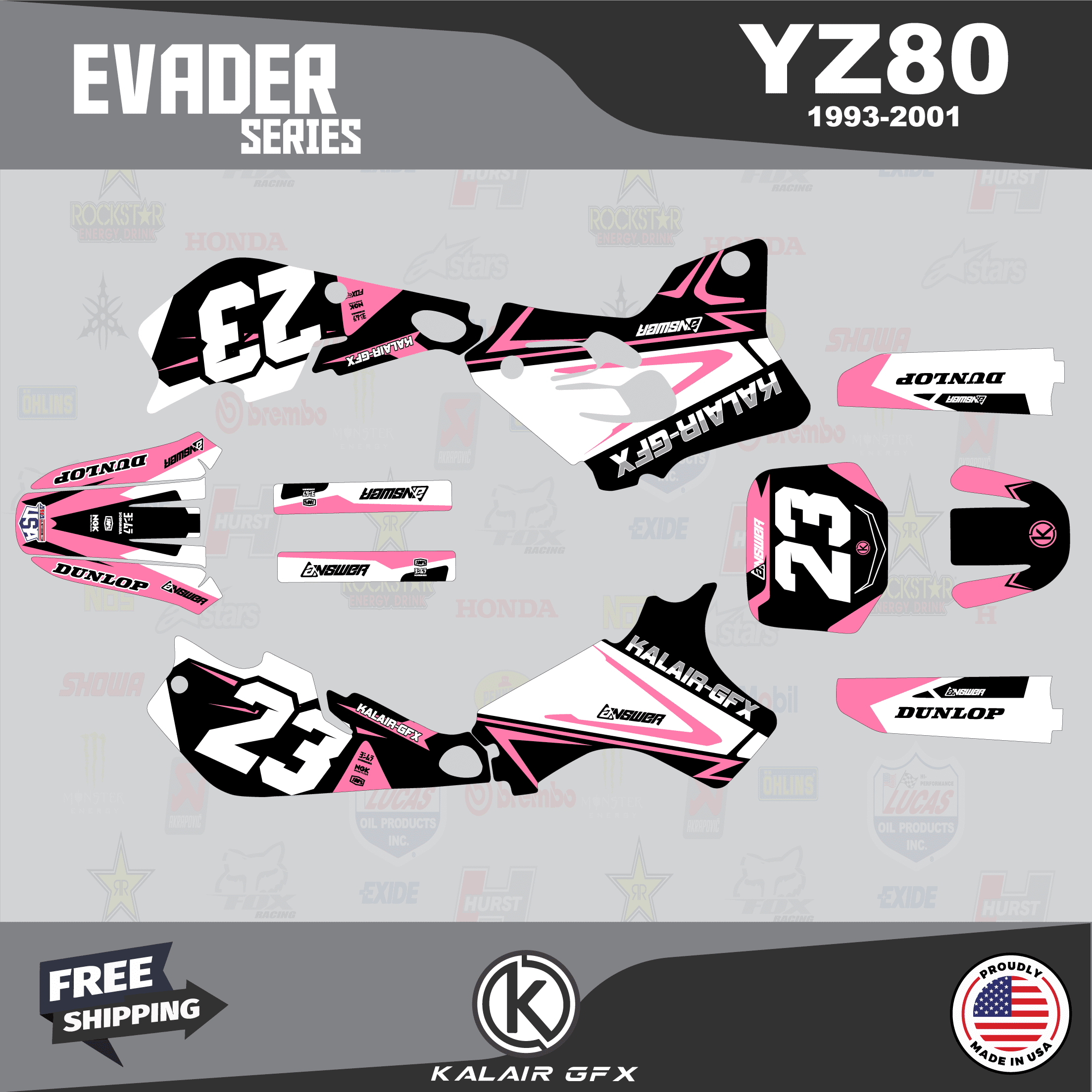 Kalair GFX Graphics Kit for Yamaha YZ80 (1993-2001) Evader Series ...