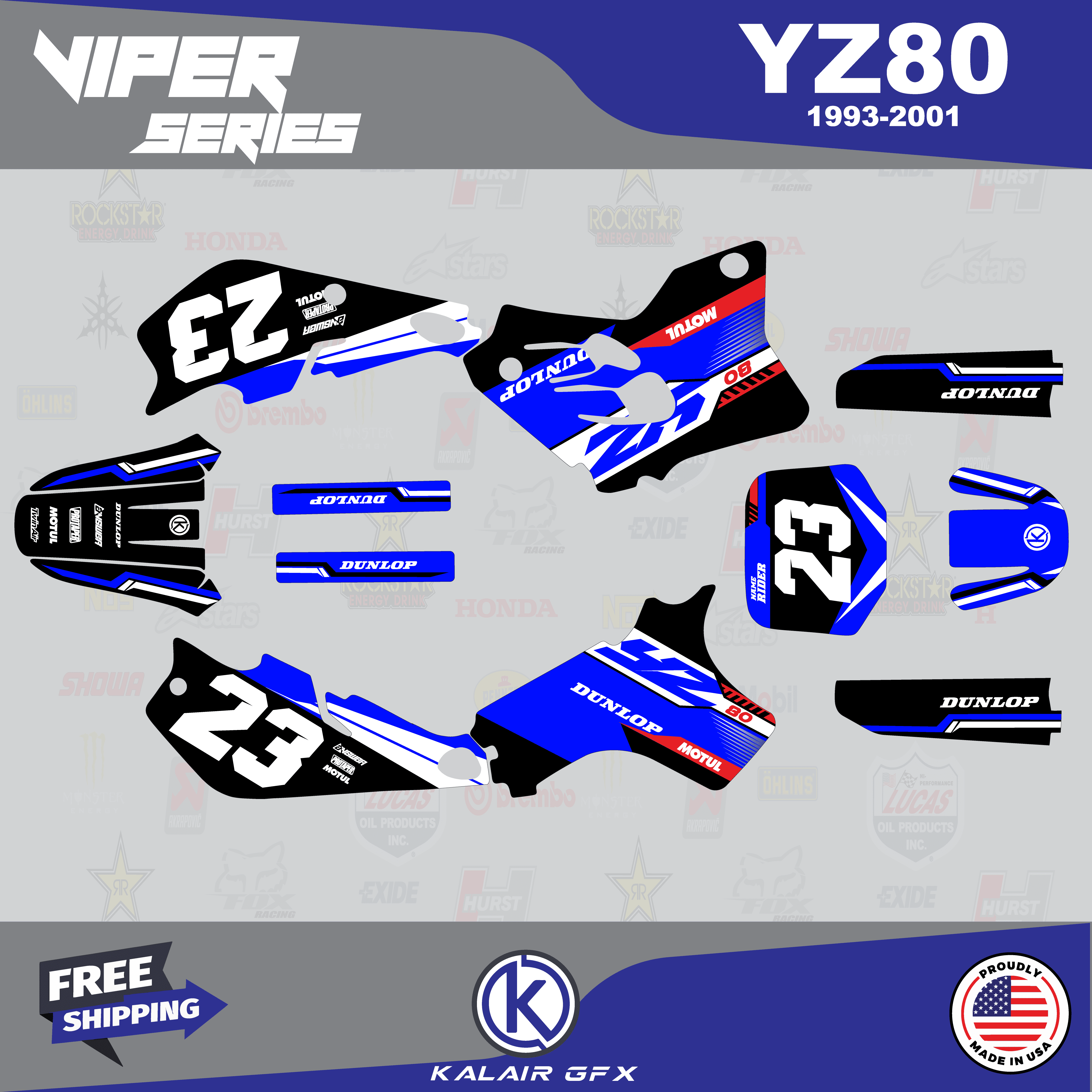 Kalair GFX Graphics Kit for Yamaha YZ80 (1993-2001) Viper Series ...