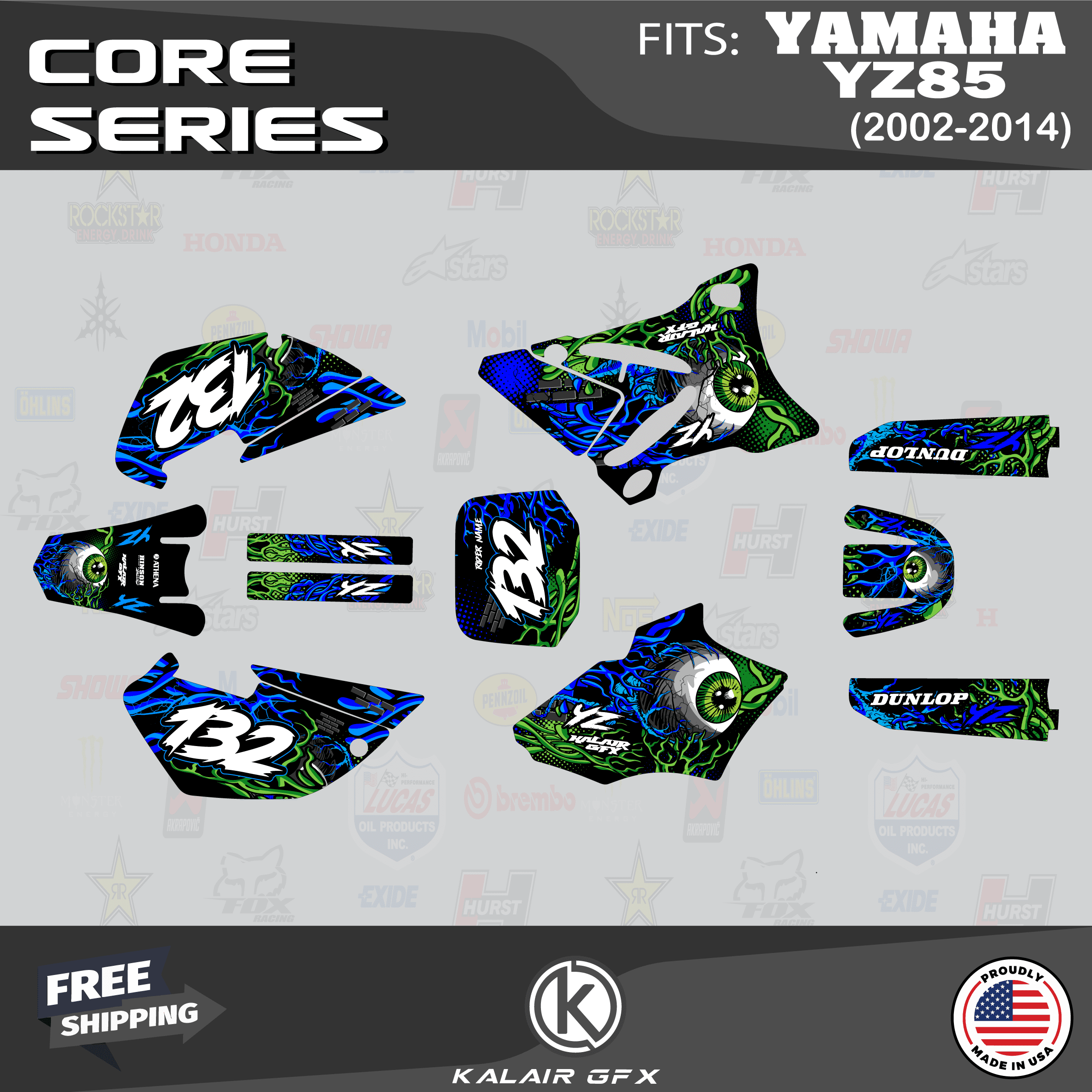 Kalair GFX Graphics Kit for Yamaha YZ85 (2002-2014) Core Series ...