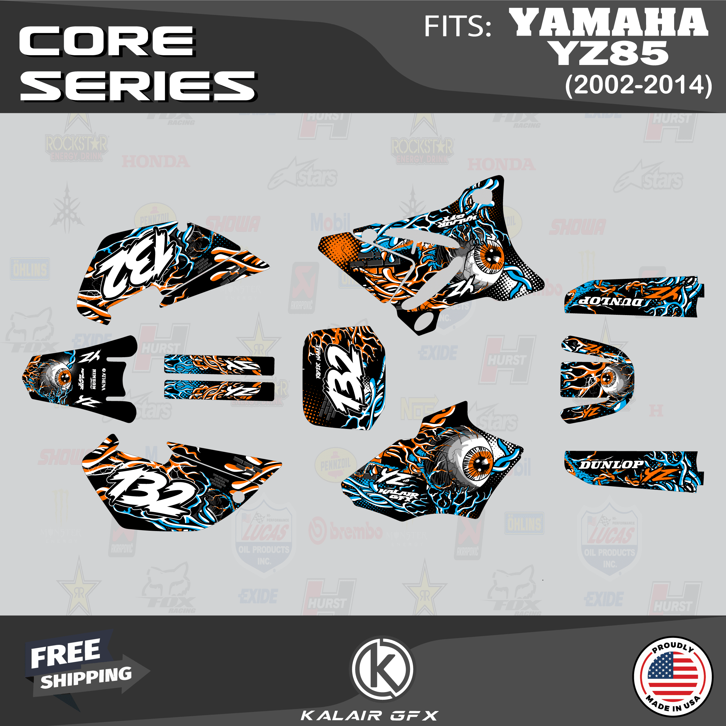 Kalair GFX Graphics Kit for Yamaha YZ85 (2002-2014) Core Series ...