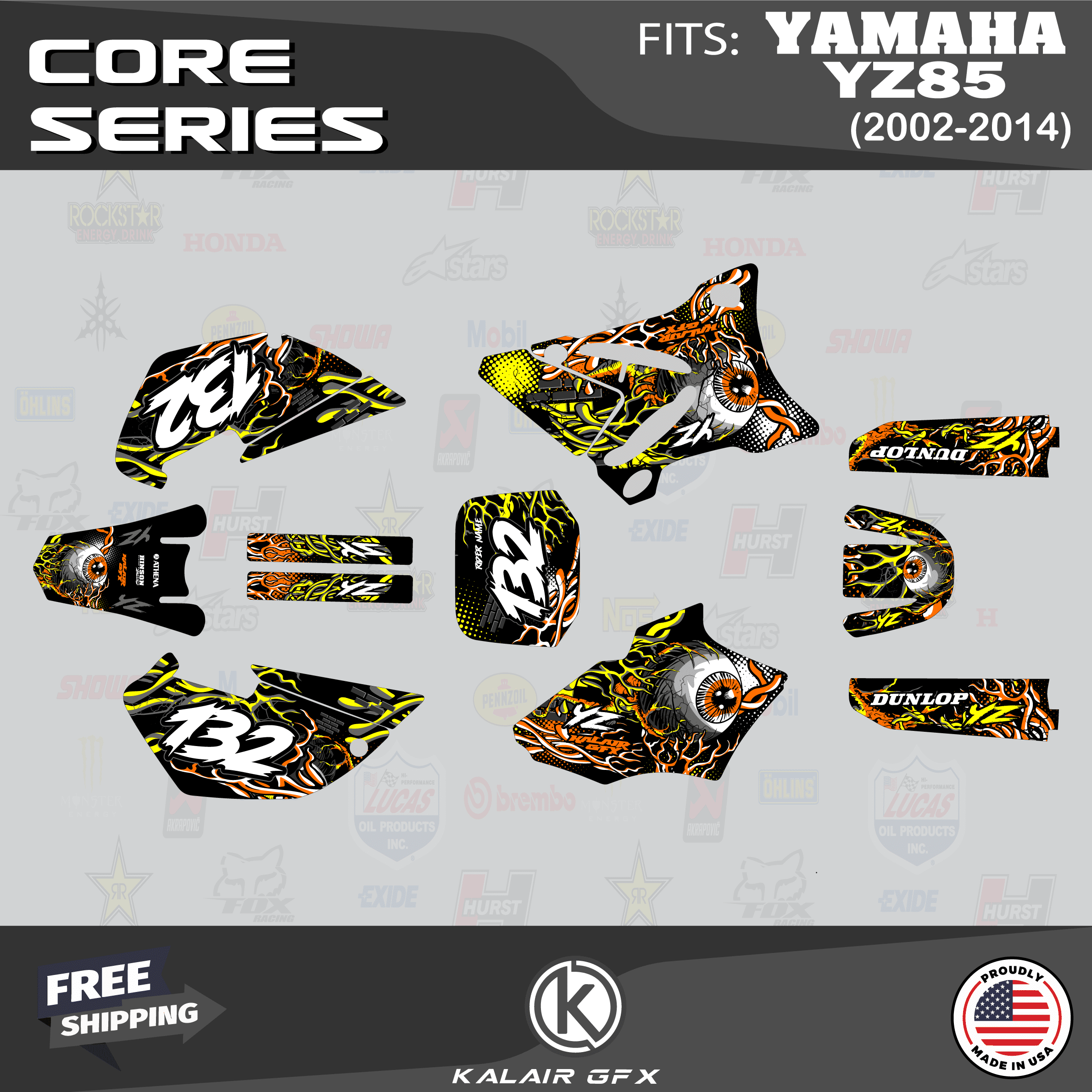 Kalair GFX Graphics Kit for Yamaha YZ85 (2002-2014) Core Series ...