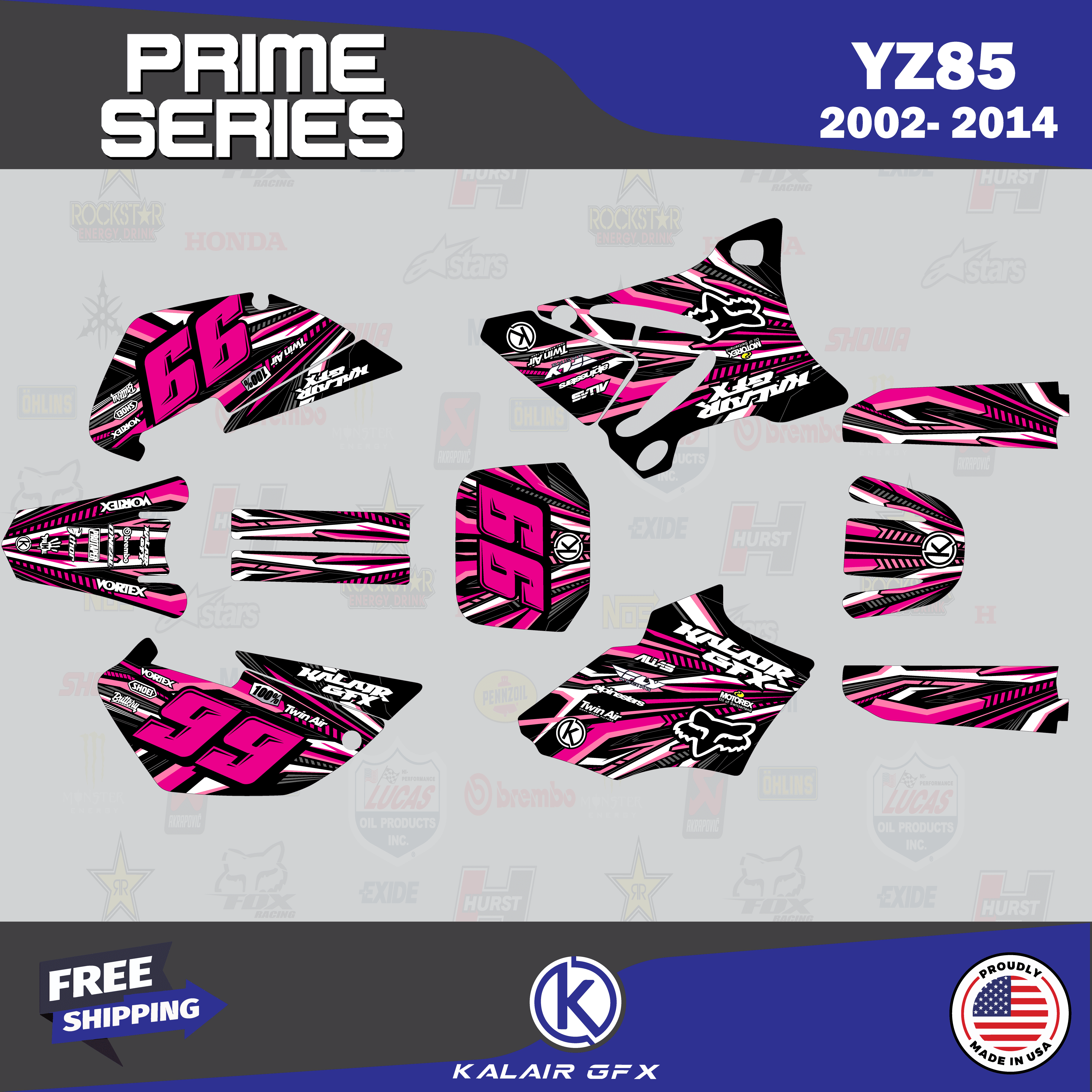 Kalair GFX Graphics Kit for Yamaha YZ85 (2002-2014) Prime Series ...