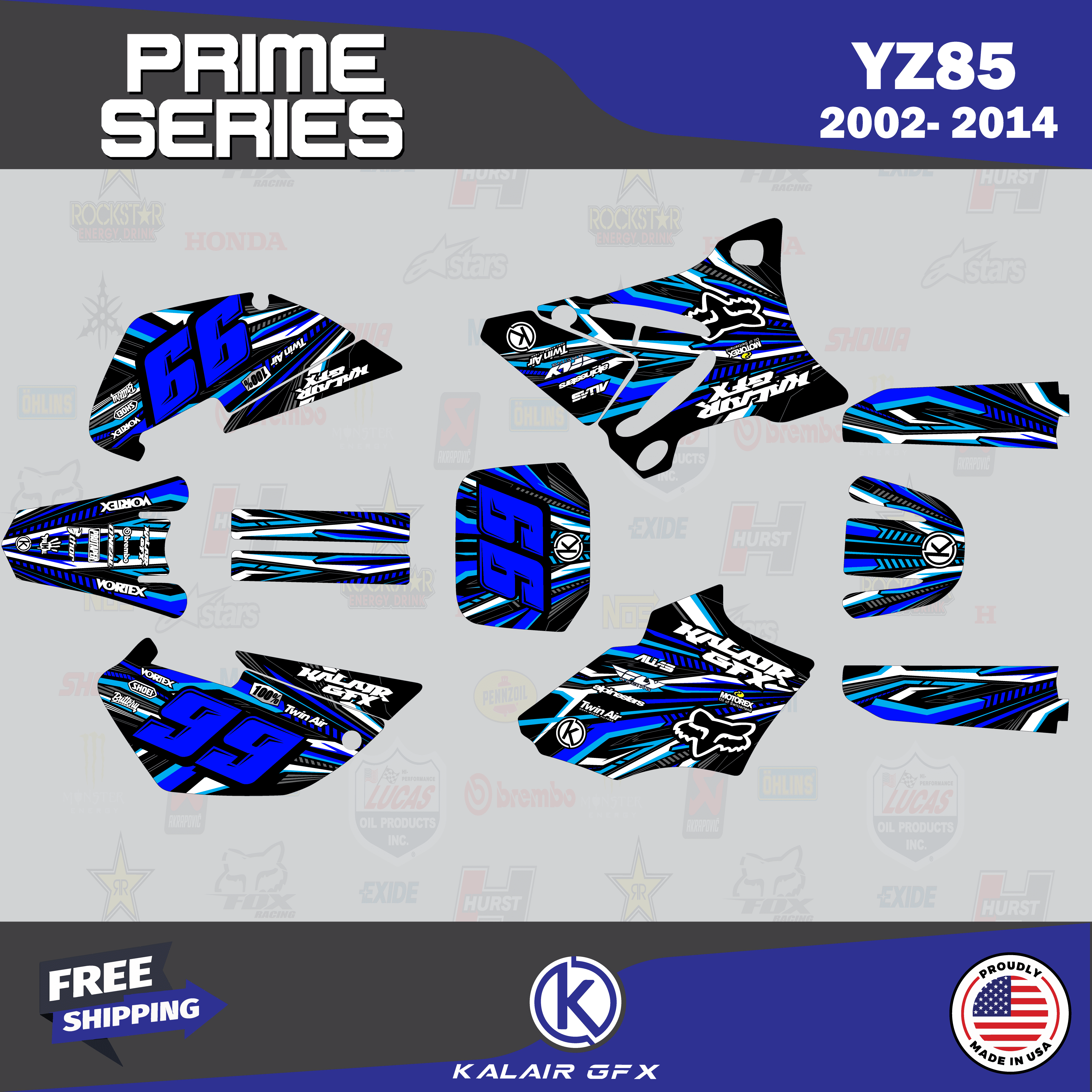 Kalair GFX Graphics Kit for Yamaha YZ85 (2002-2014) Prime Series ...