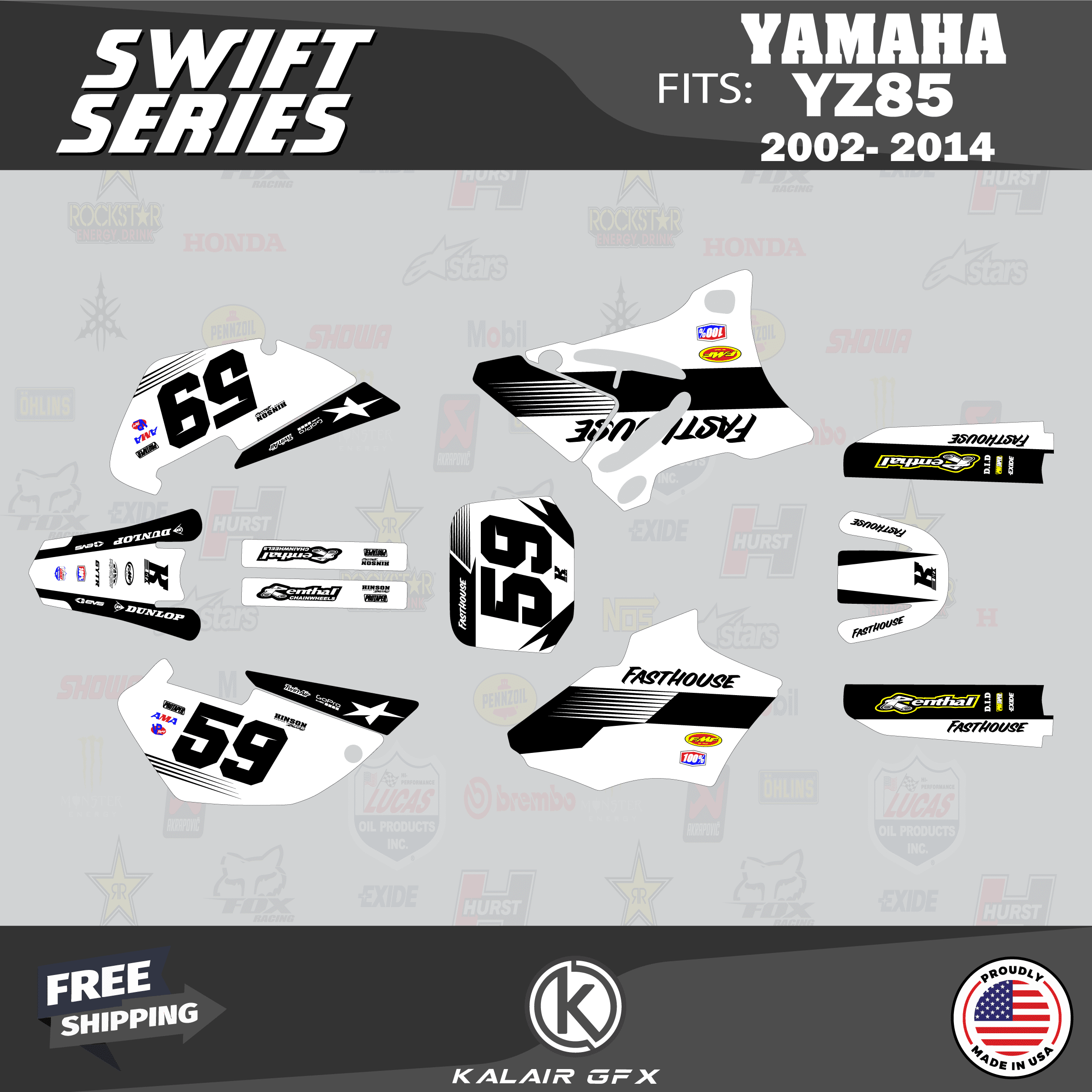 Kalair GFX Graphics Kit for Yamaha YZ85 (2002-2014) Swift Series ...