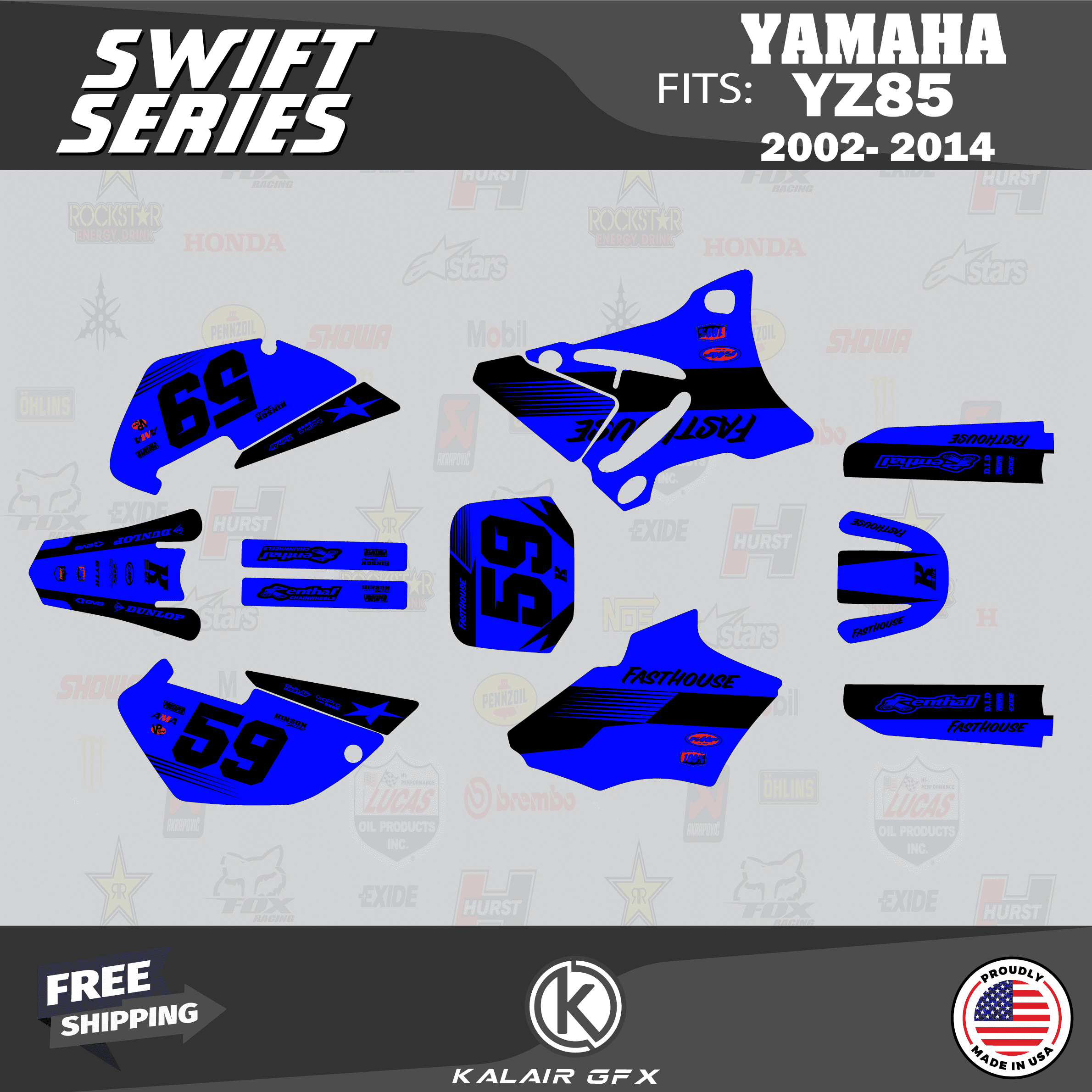Kalair GFX Graphics Kit for Yamaha YZ85 (2002-2014) Swift Series ...