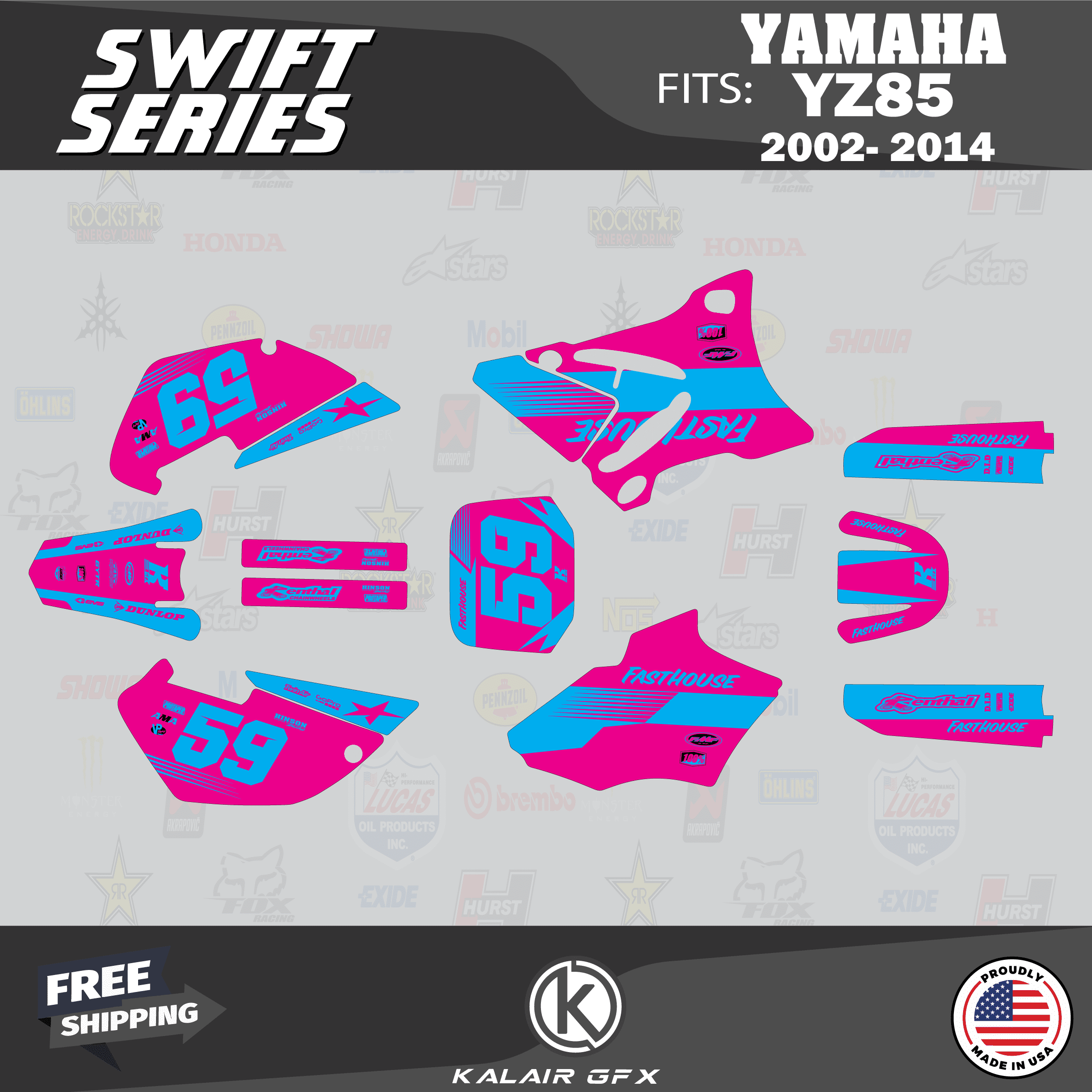 Kalair GFX Graphics Kit for Yamaha YZ85 (2002-2014) Swift Series ...