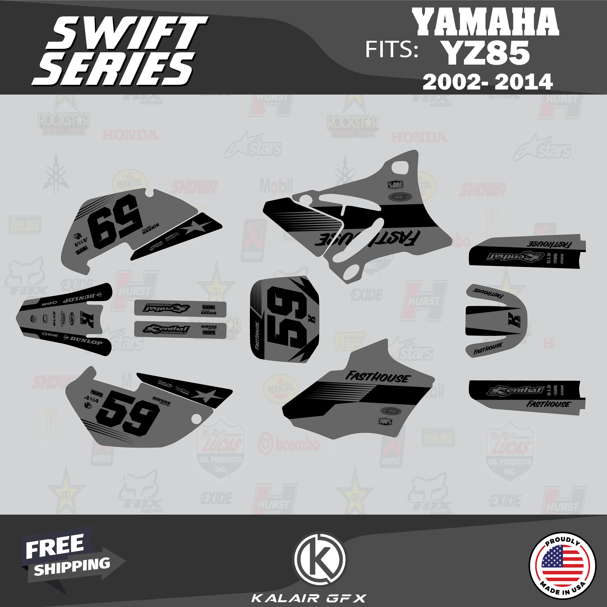 Kalair GFX Graphics Kit for Yamaha YZ85 (2002-2014) Swift Series ...