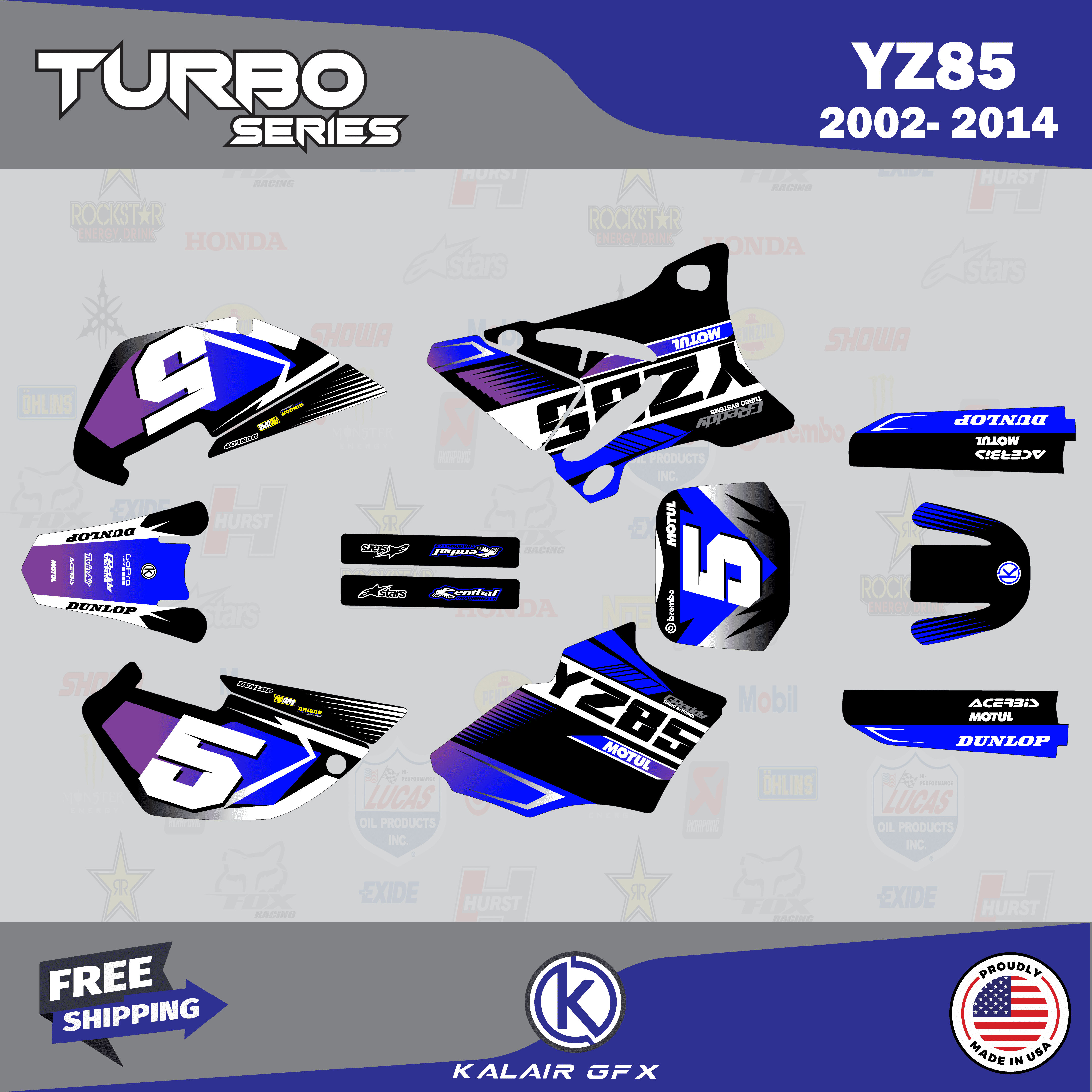 Kalair GFX Graphics Kit for Yamaha YZ85 (2002-2014) Turbo Series ...