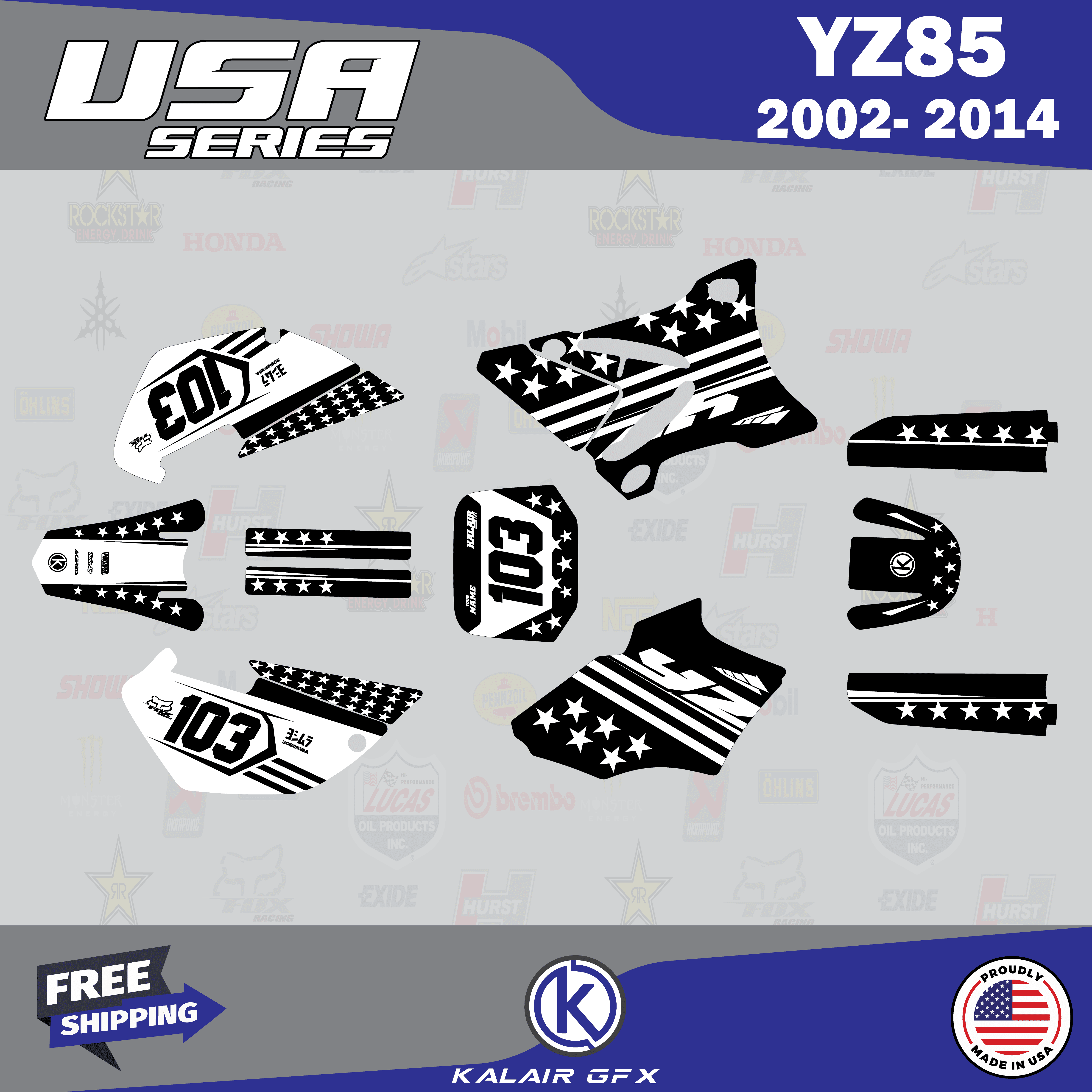 Kalair GFX Graphics Kit for Yamaha YZ85 (2002-2014) Usa Series ...
