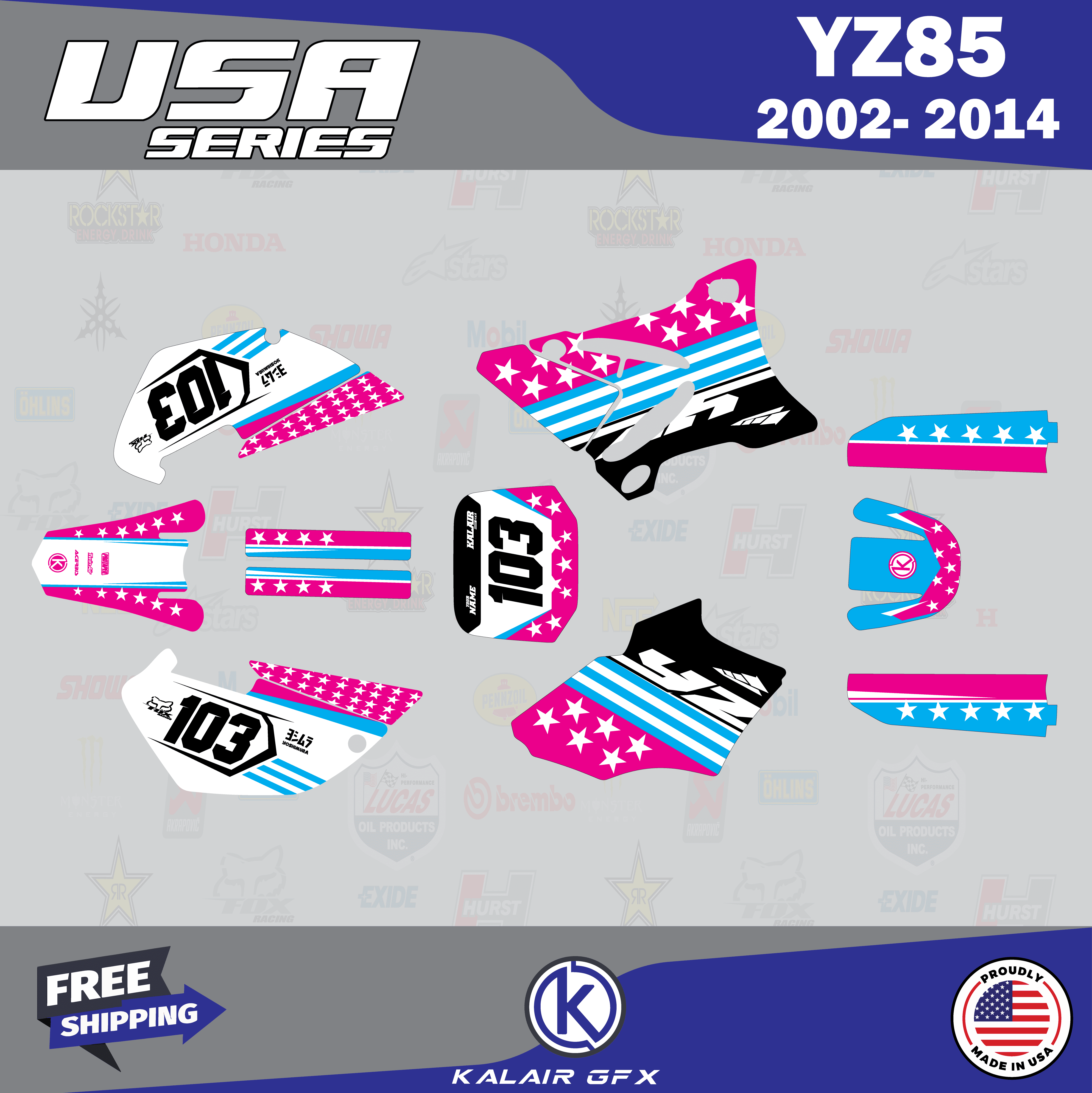 Kalair GFX Graphics Kit for Yamaha YZ85 (2002-2014) Usa Series ...