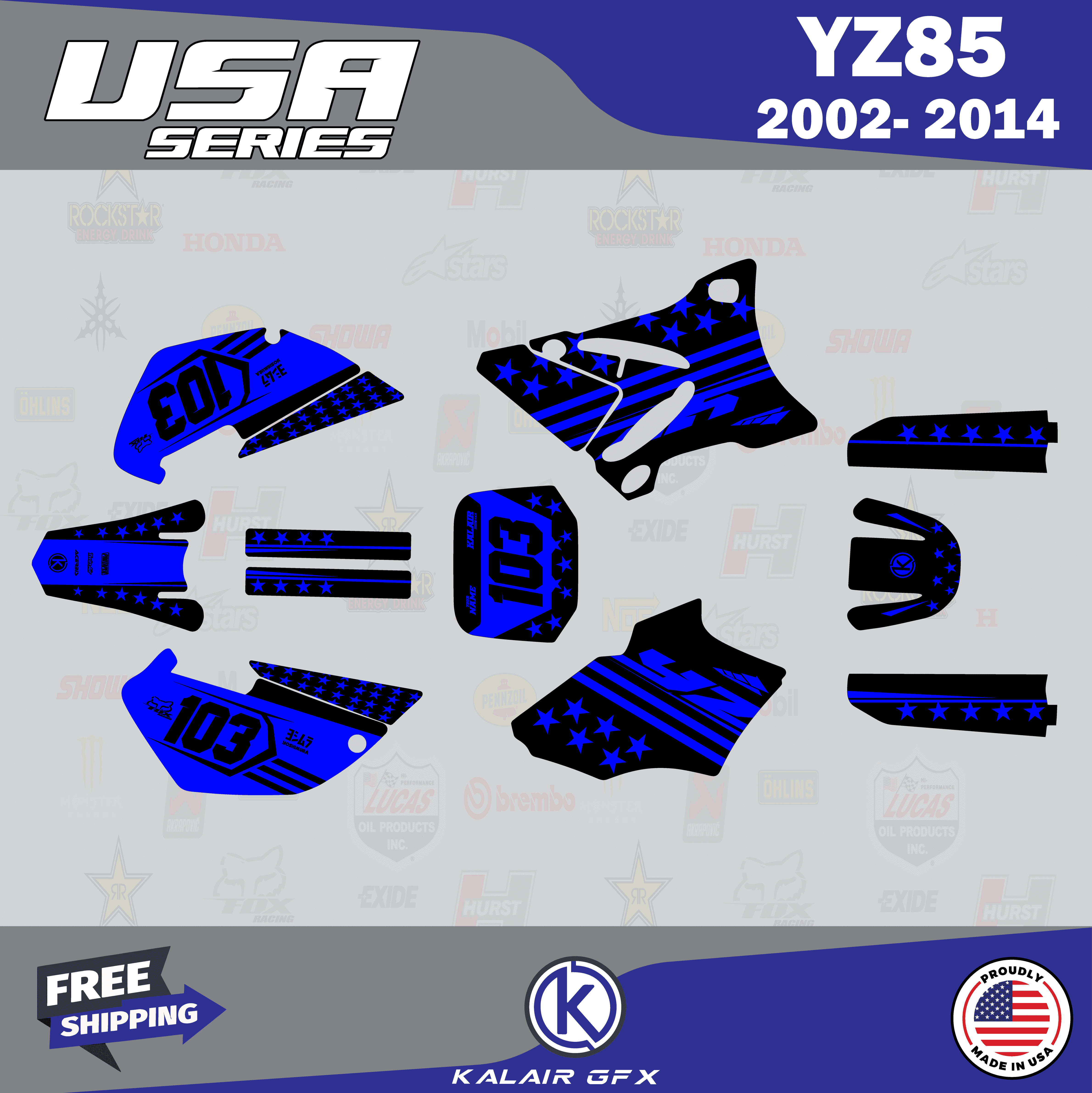 Kalair GFX Graphics Kit for Yamaha YZ85 (2002-2014) Usa Series ...