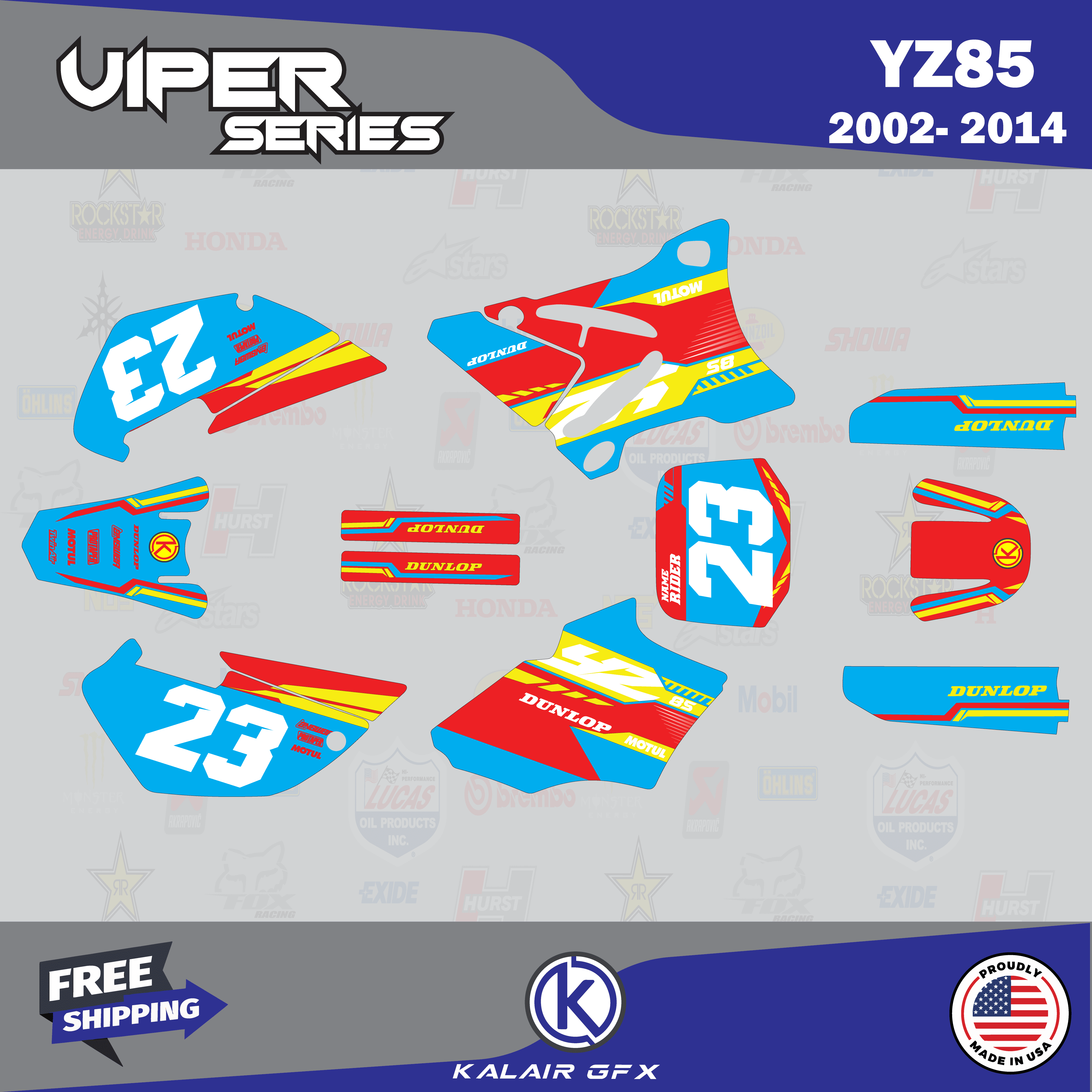 Kalair GFX Graphics Kit for Yamaha YZ85 (2002-2014) Viper Series ...