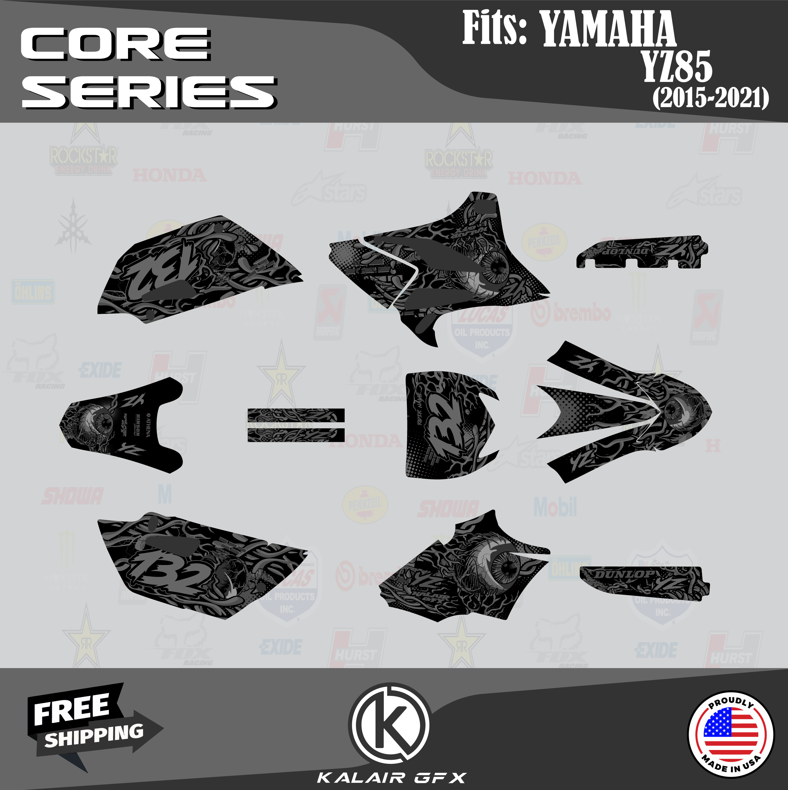 Kalair GFX Graphics Kit for Yamaha YZ85 (2015-2018) Core Series ...