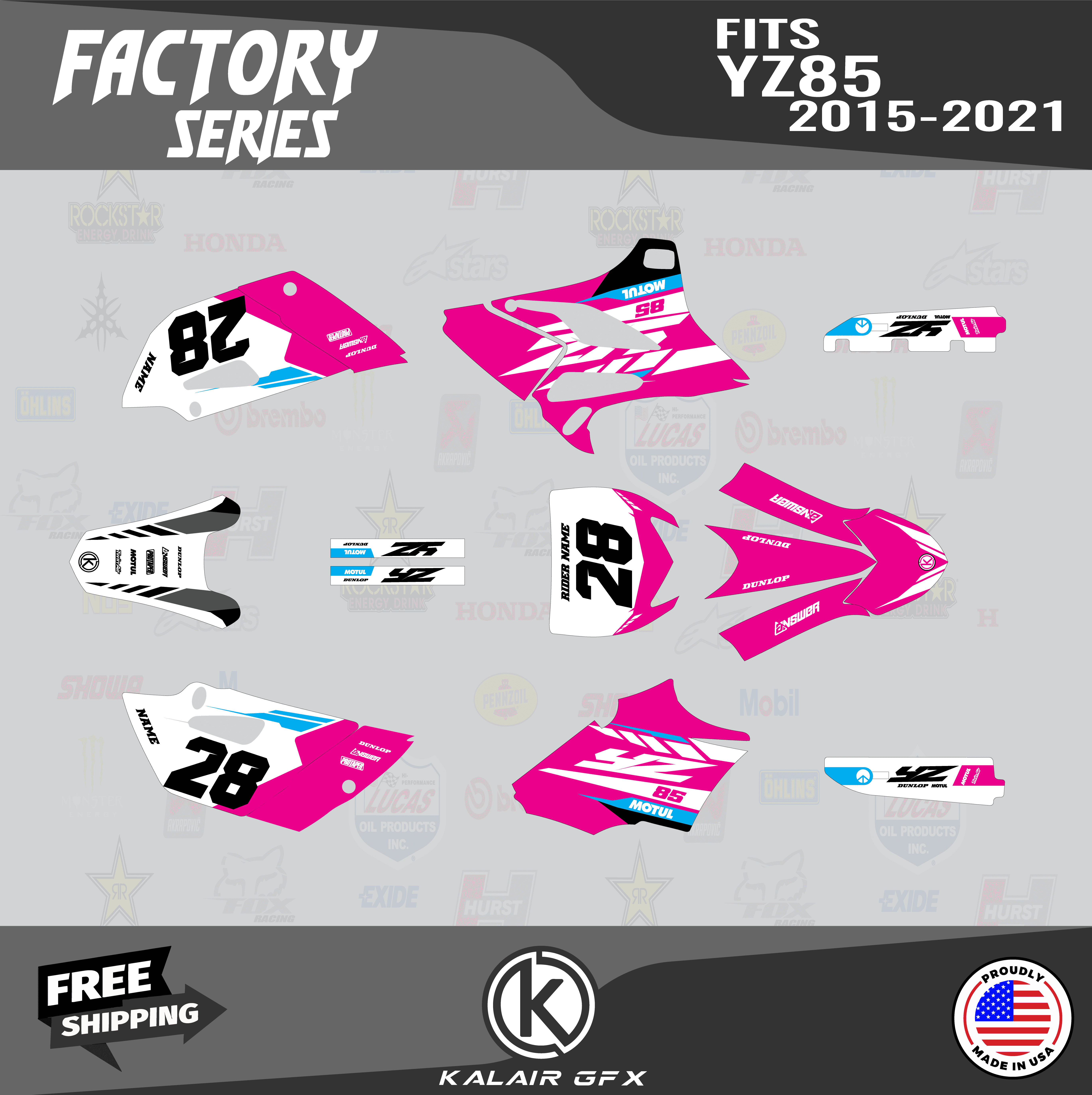 Kalair GFX Graphics Kit for Yamaha YZ85 (2015-2018) Factory Series - Walmart.com