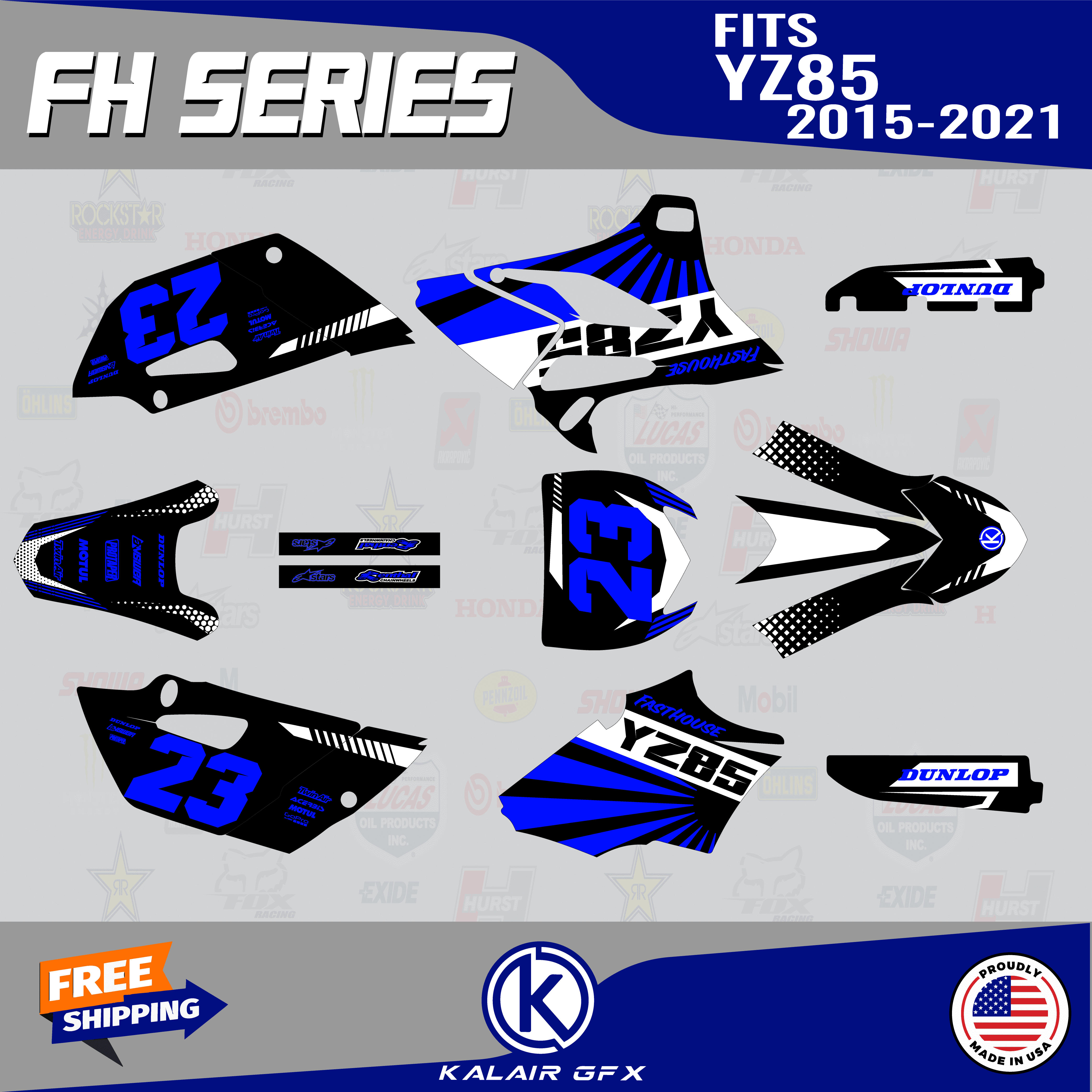 Kalair GFX Graphics Kit for Yamaha YZ85 (2015-2018) Fh Series - Walmart.com