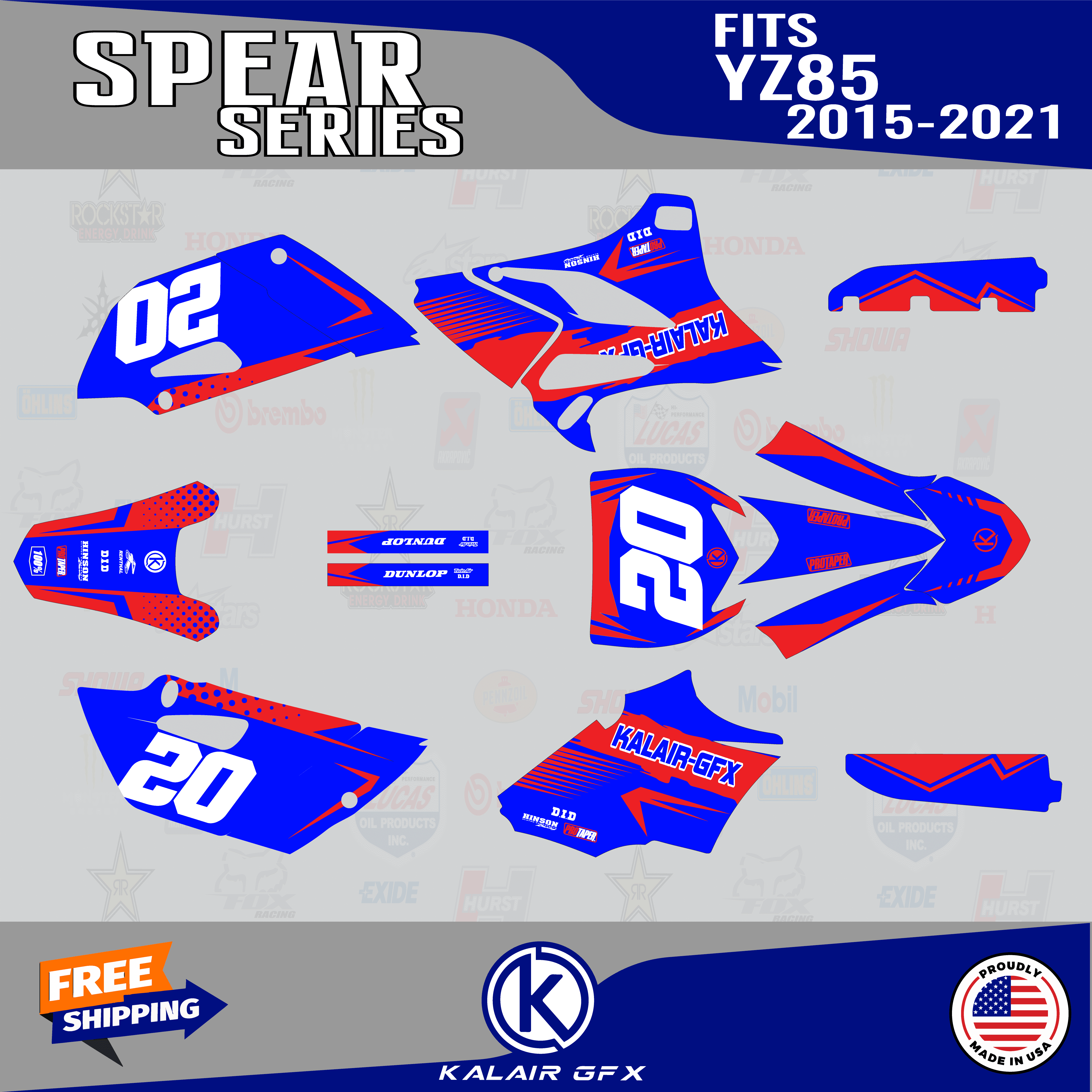 Kalair GFX Graphics Kit for Yamaha YZ85 (2015-2018) Spear Series - Walmart.com