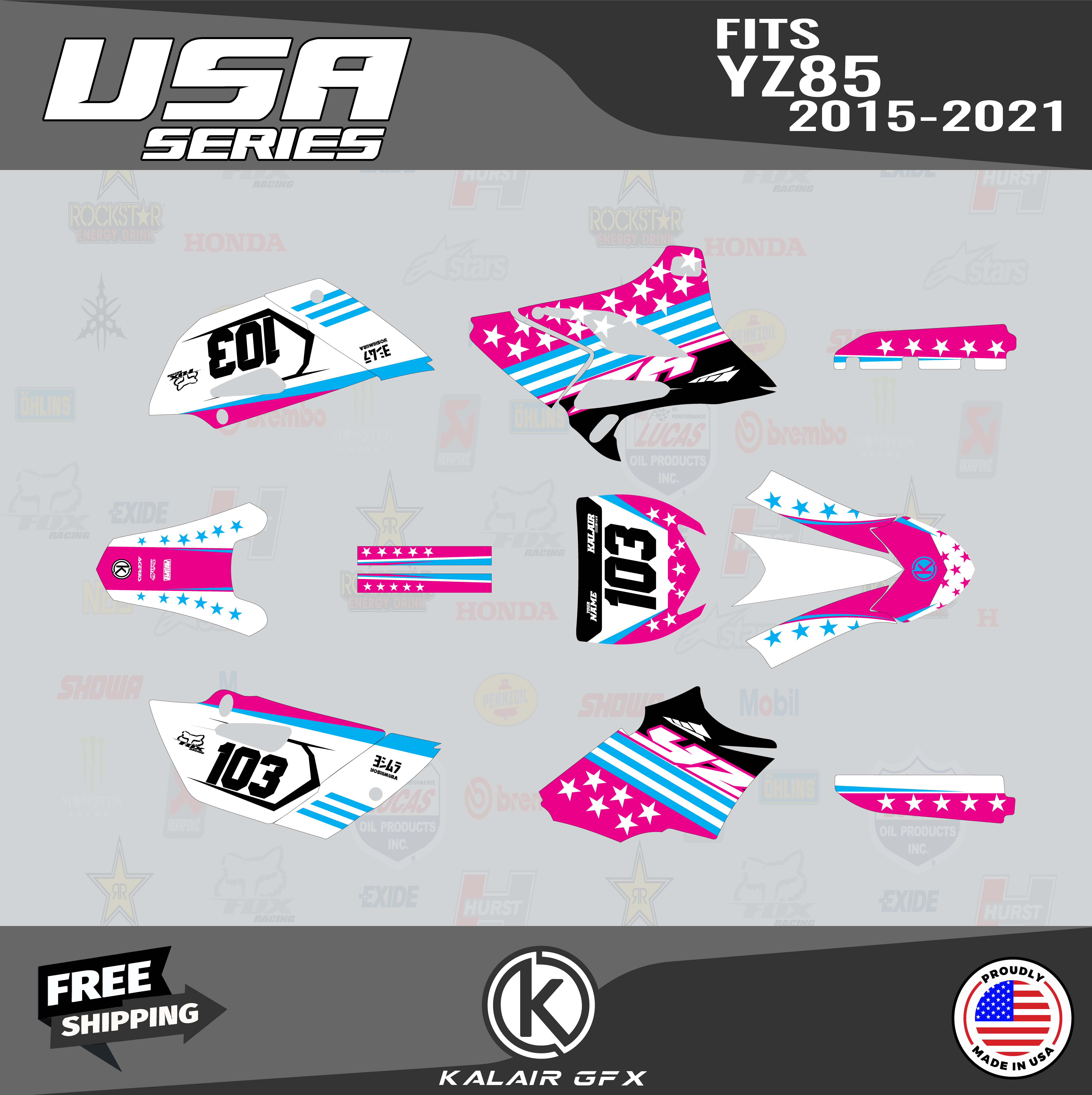 Kalair GFX Graphics Kit for Yamaha YZ85 (2015-2018) Usa Series - Walmart.com