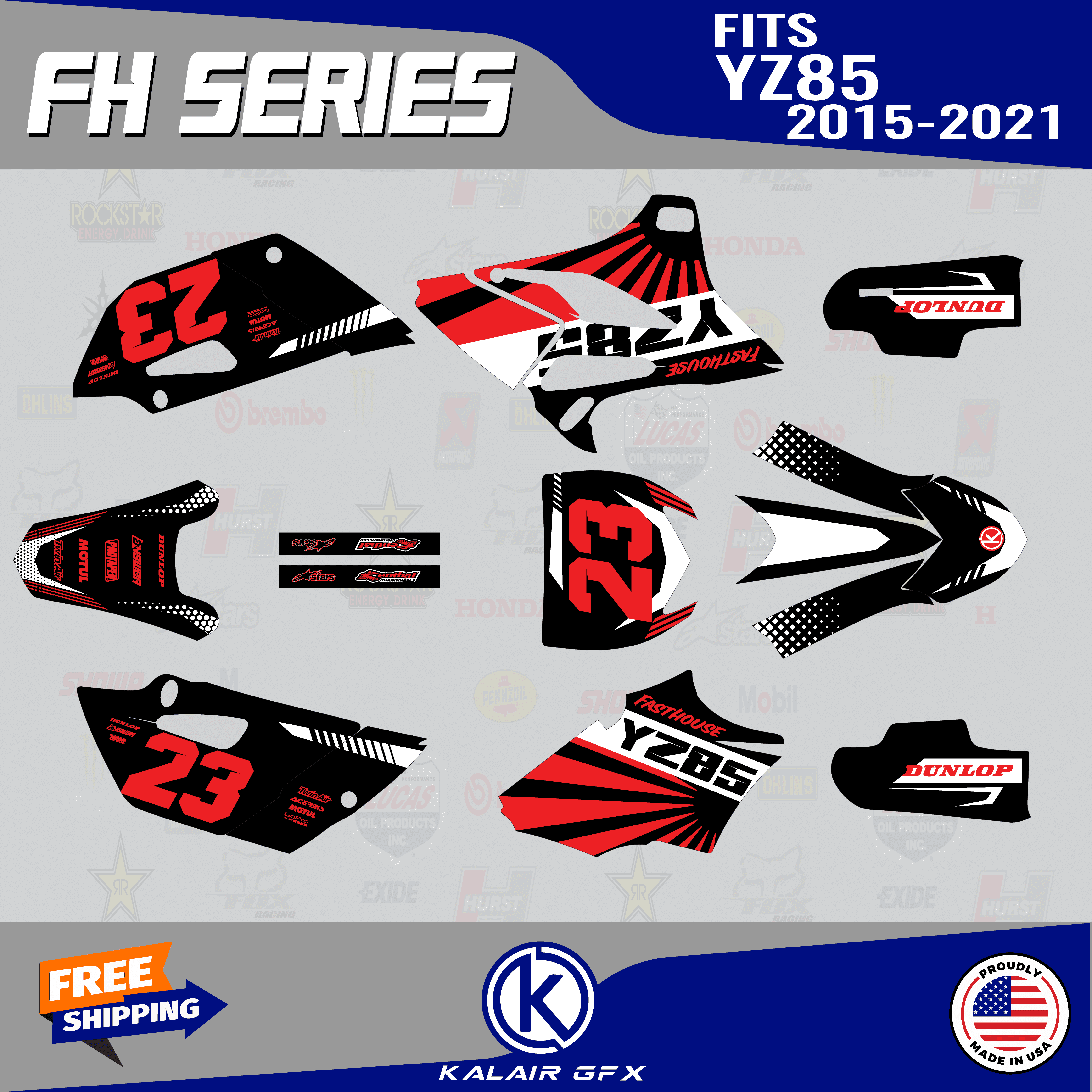 Kalair GFX Graphics Kit for Yamaha YZ85 (2019-2021) Fh Series - Walmart.com