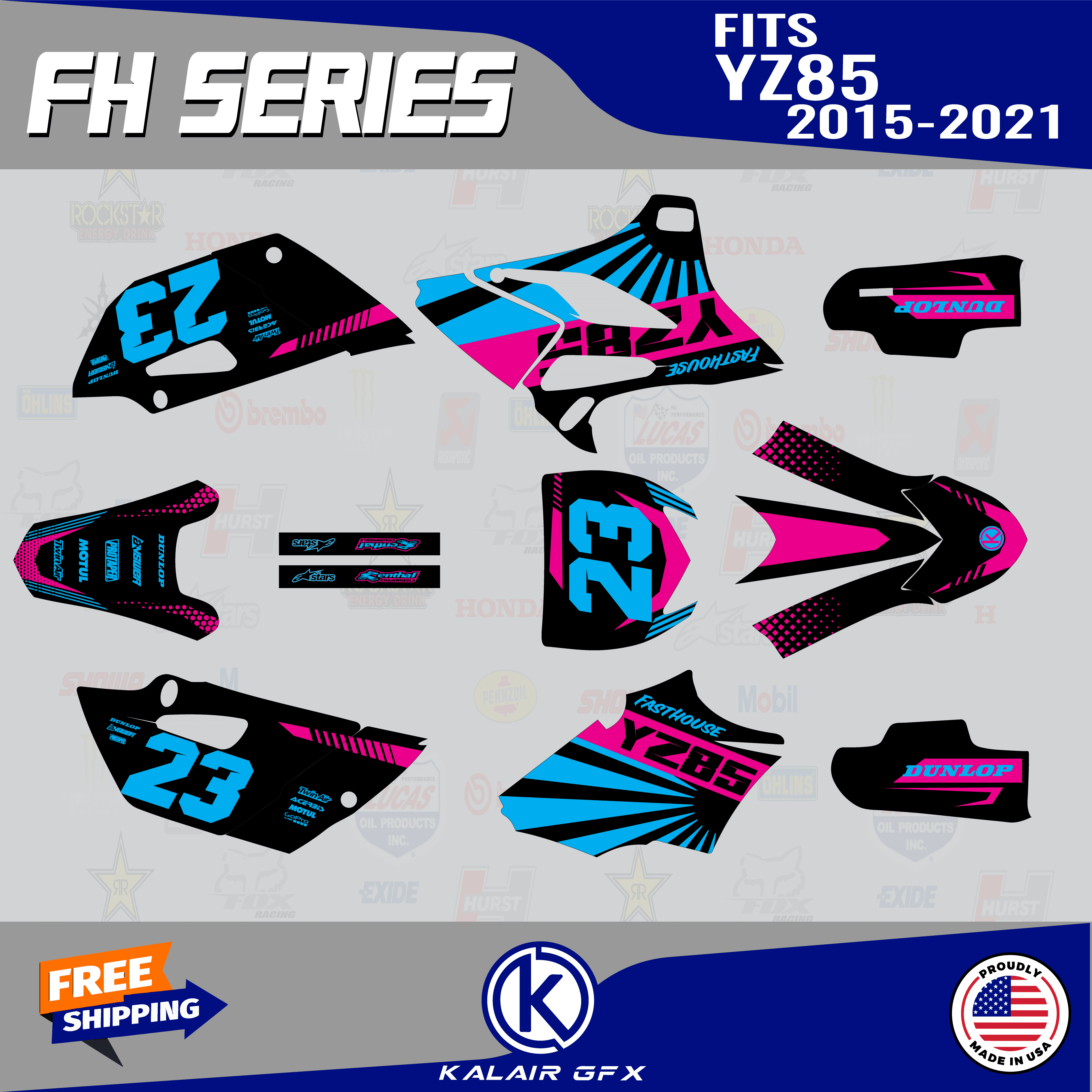 Kalair GFX Graphics Kit for Yamaha YZ85 (2019-2021) Fh Series - Walmart.com